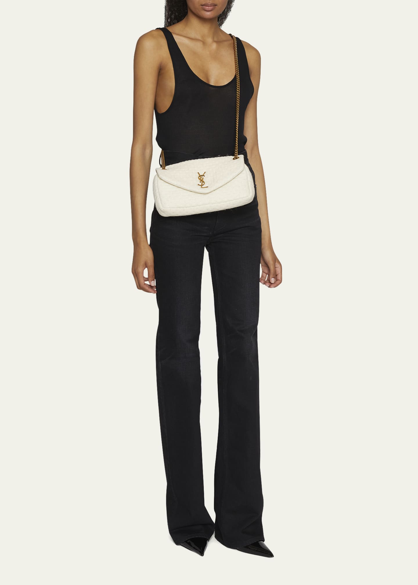 Saint Laurent Calypso Small YSL Shoulder Bag in Organza - Bergdorf Goodman