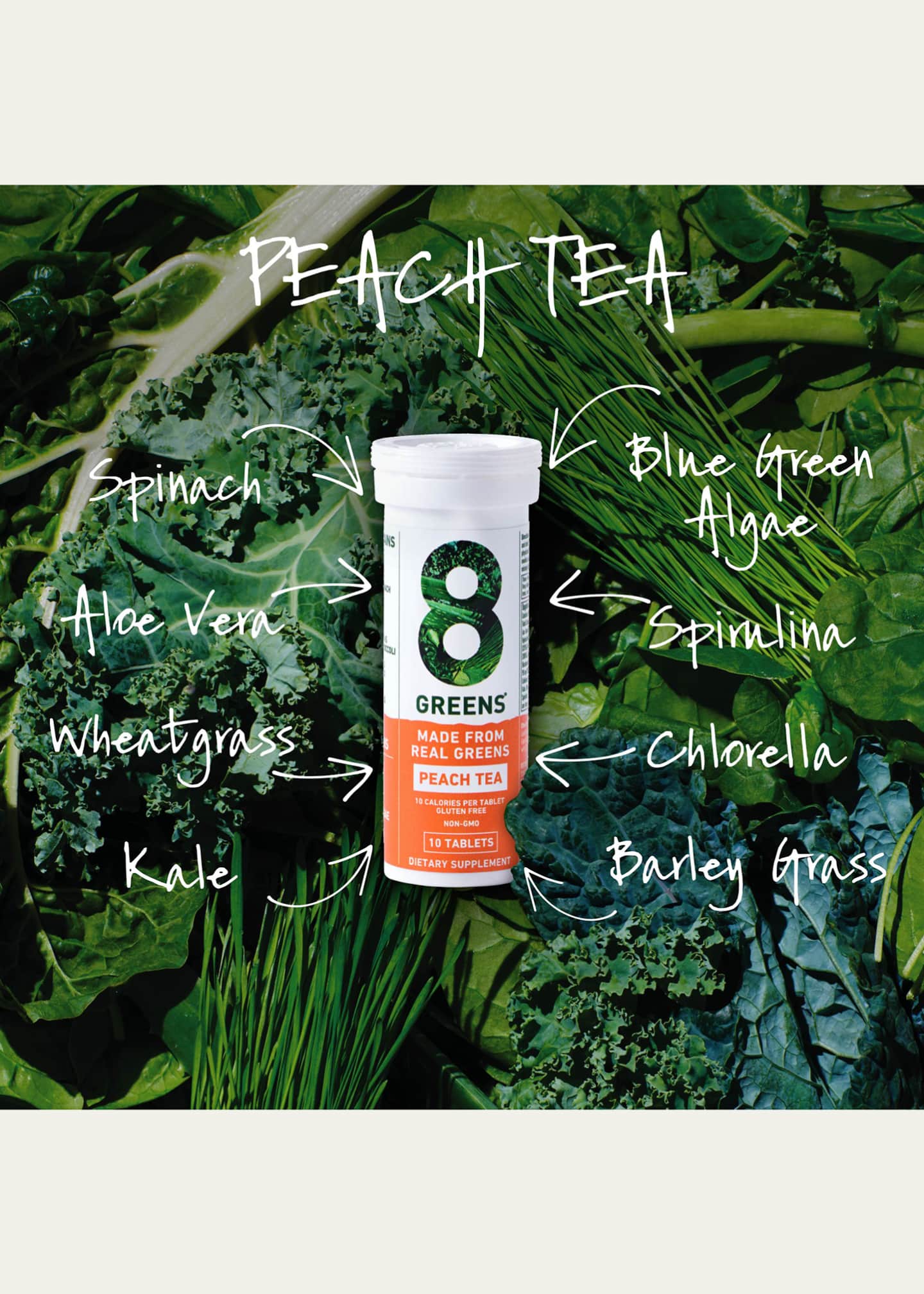 8Greens Peach Tea Effervescent Tablet Dietary Supplement, 60 Count ...