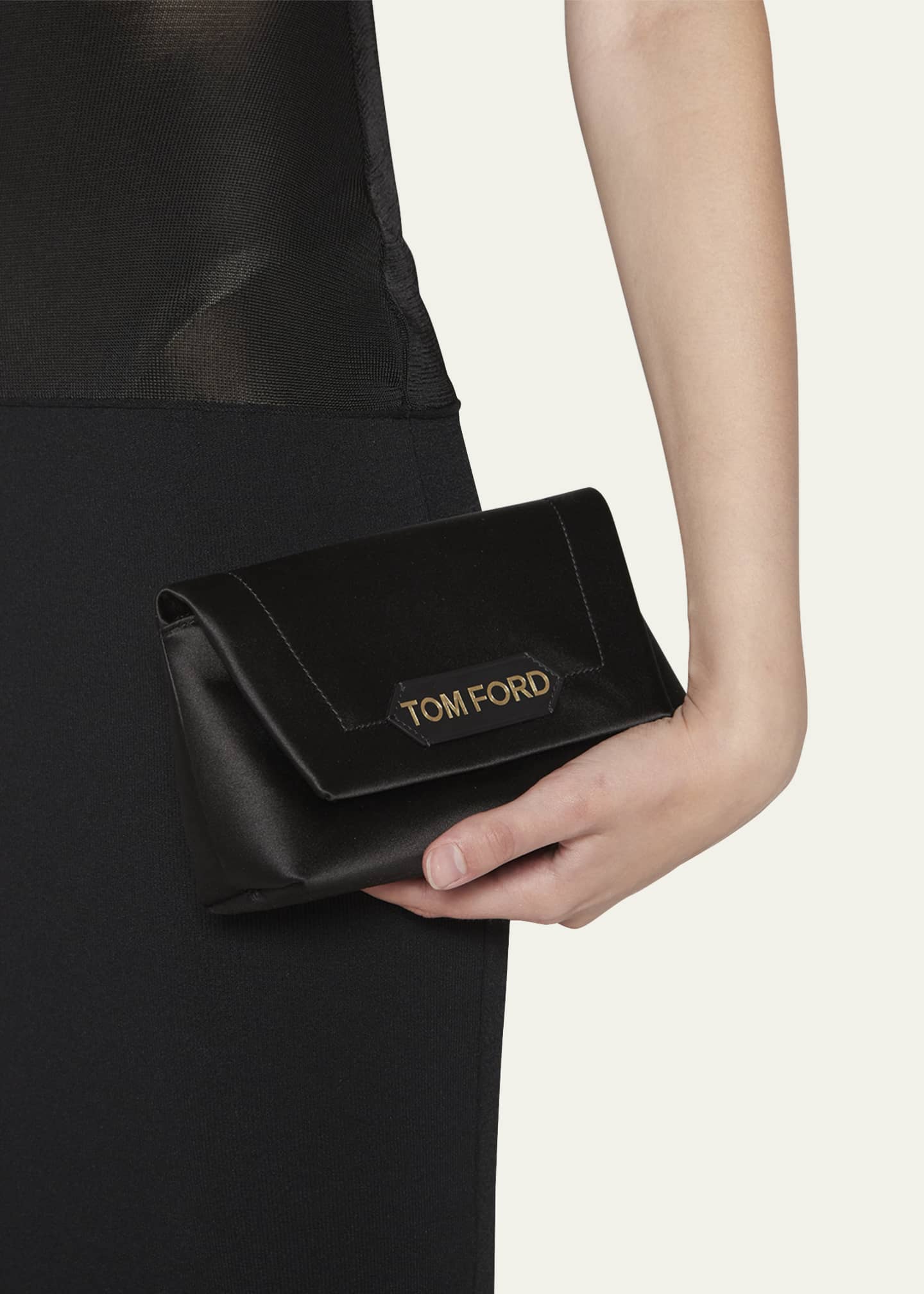 TOM FORD Label Mini Satin Chain Shoulder Bag - Bergdorf Goodman