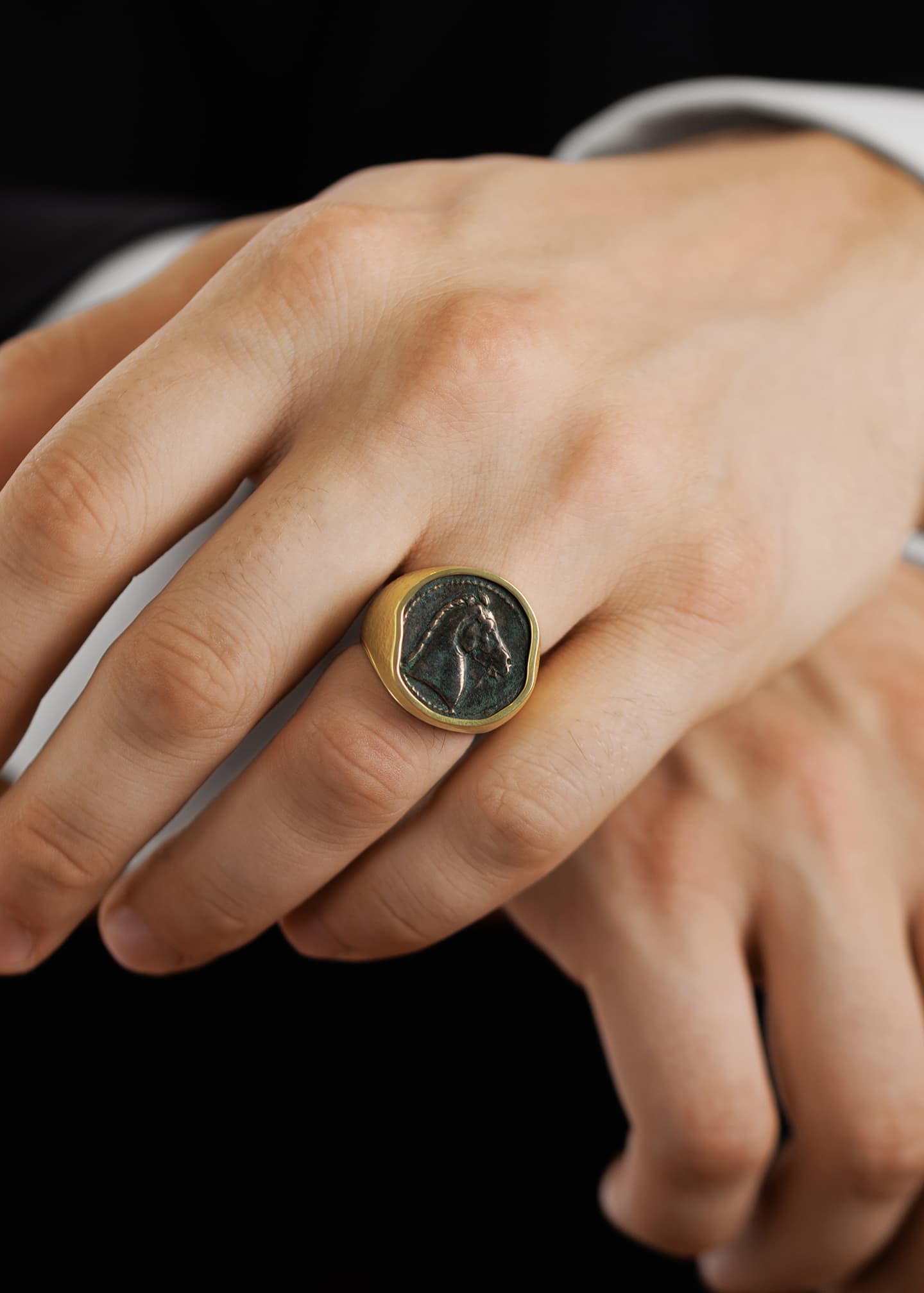 Jorge Adeler Men's 18K Yellow Gold Carthage Horse Coin Ring - Bergdorf ...