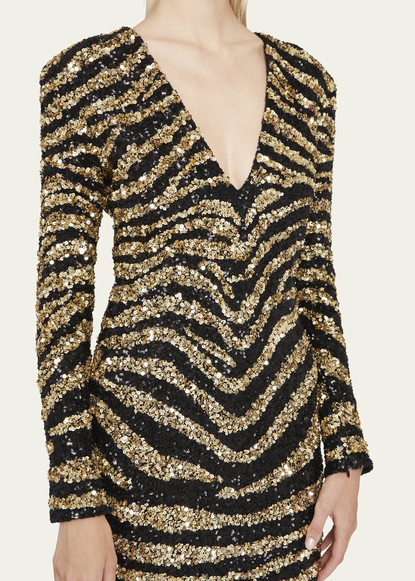 Balmain Zebra Stripe Sequin Evening Gown - Bergdorf Goodman