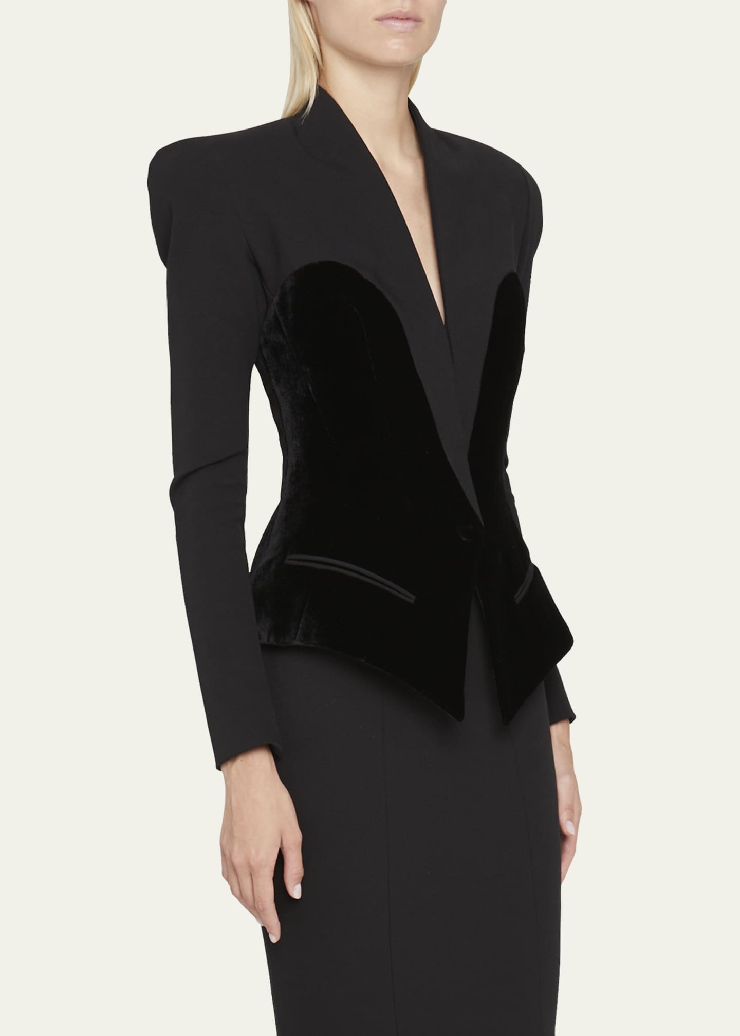Balmain Velvet Bustier Single-Breasted Collarless Jacket - Bergdorf Goodman