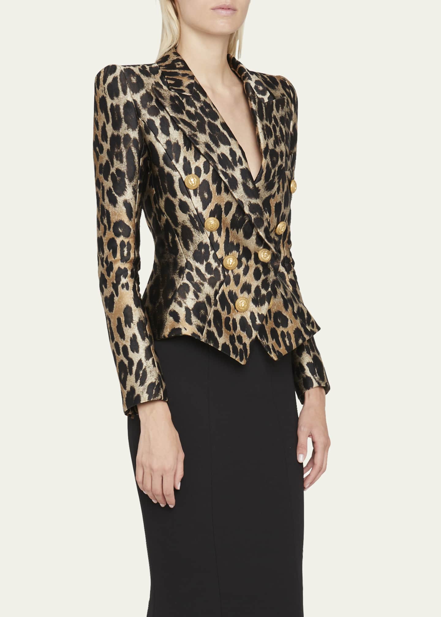 Balmain Leopard Print Jacquard Tailored Jacket - Bergdorf Goodman