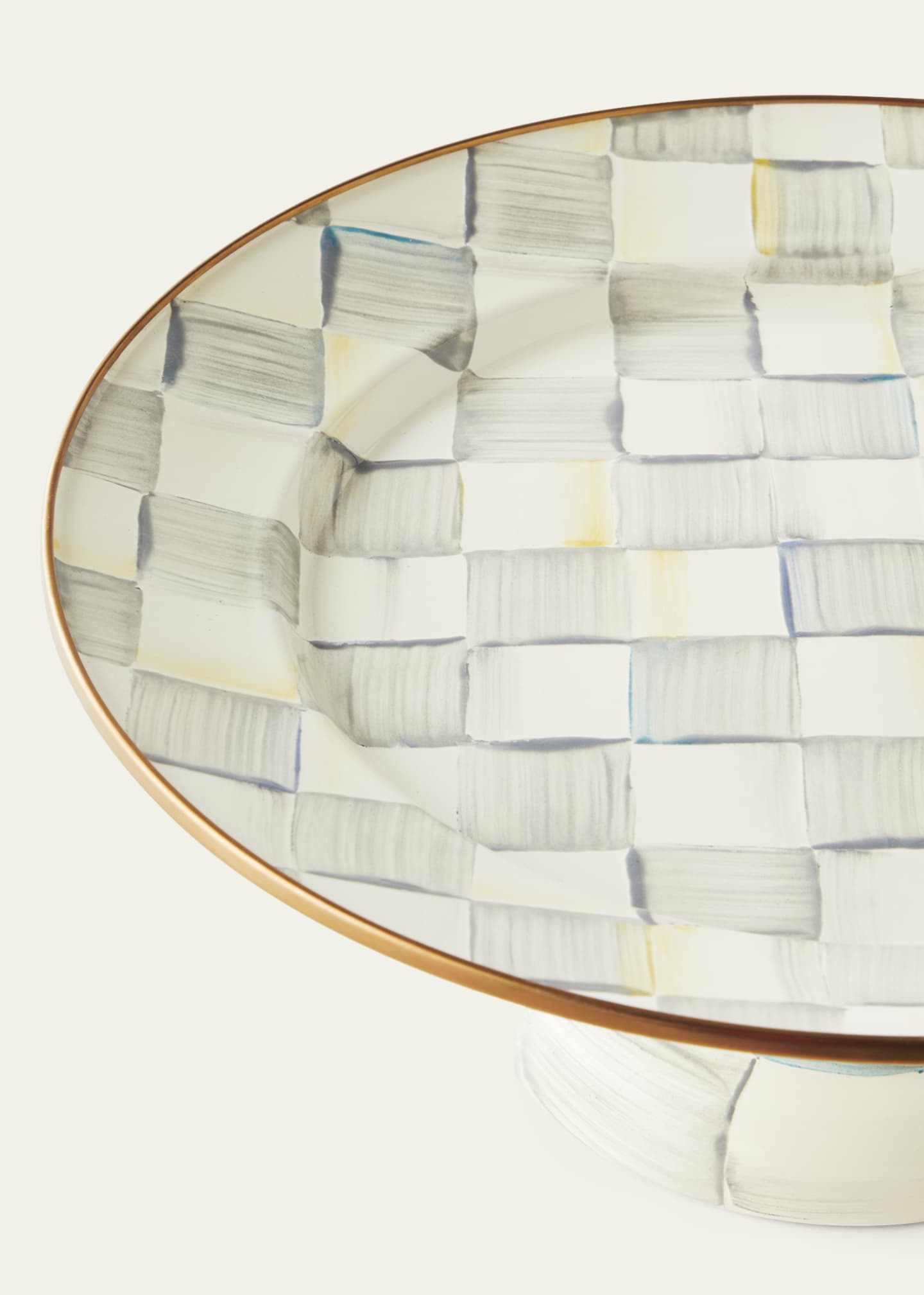 MacKenzie-Childs Sterling Check Enamel Pedestal Platter, Small ...