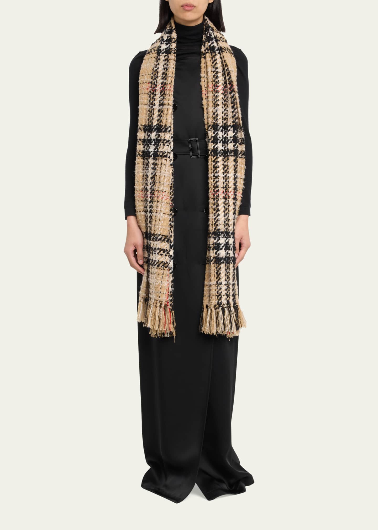 Burberry Giant Check Cashmere-Blend Tweed Scarf - Bergdorf Goodman