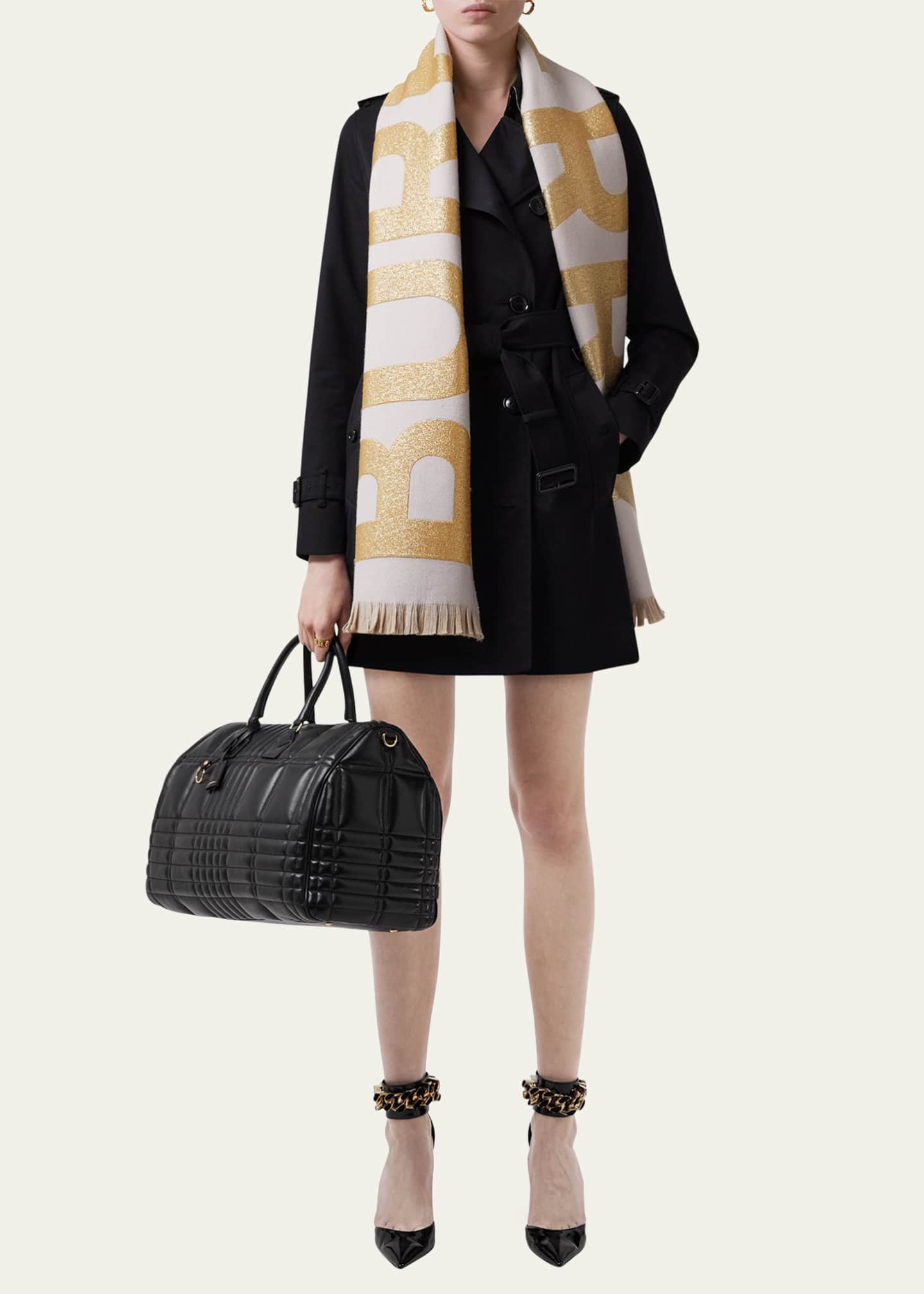 Burberry Metallic Logo Football Scarf - Bergdorf Goodman