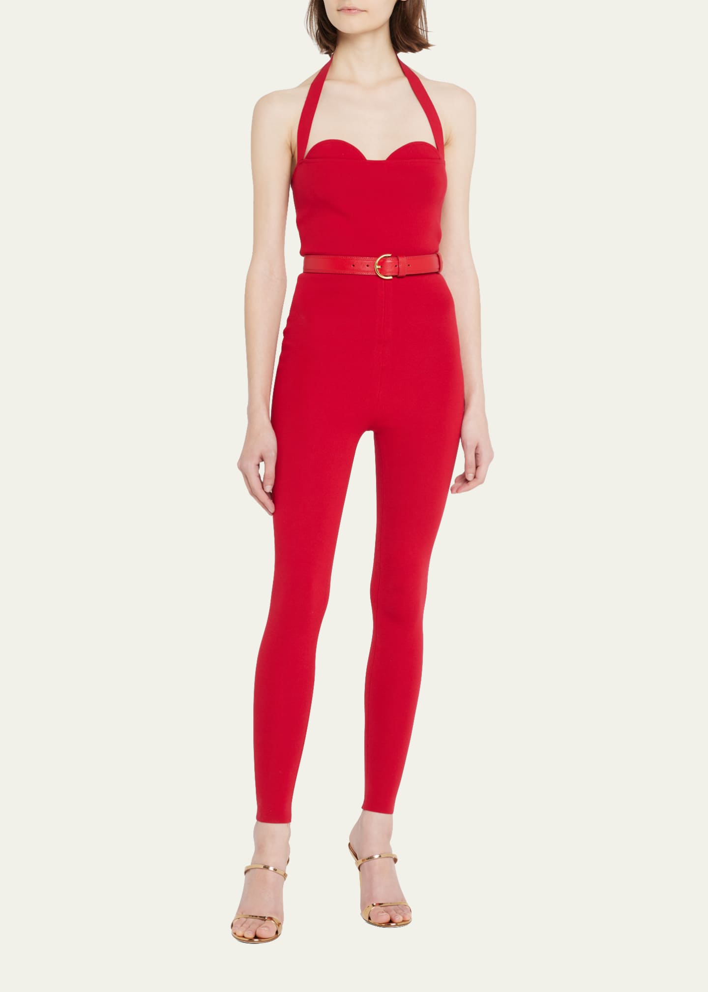 ZEYNEP ARCAY Halter Knit Catsuit w/ Belted Waist - Bergdorf Goodman
