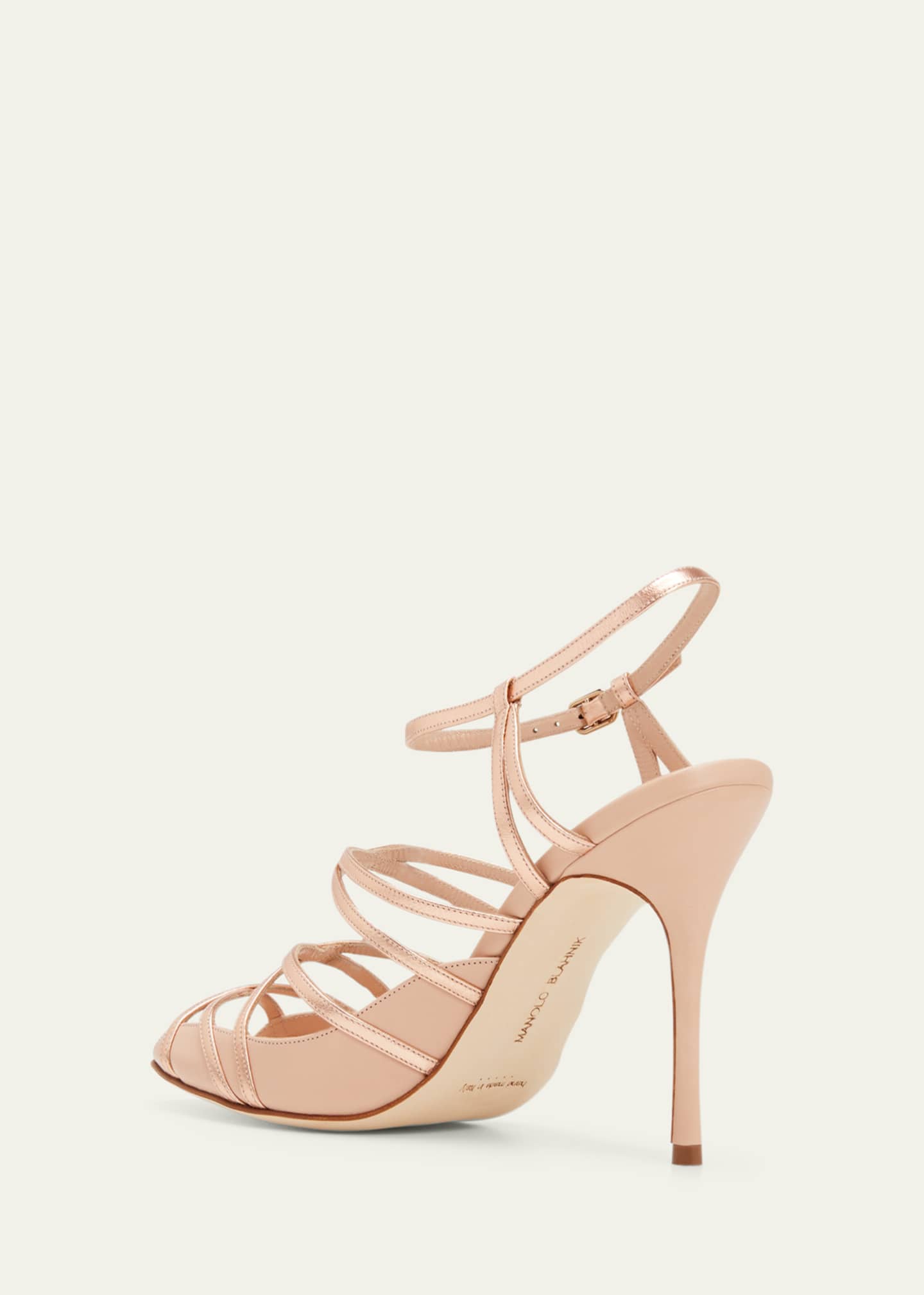 Manolo Blahnik Mosegar Metallic Strappy Sandals - Bergdorf Goodman
