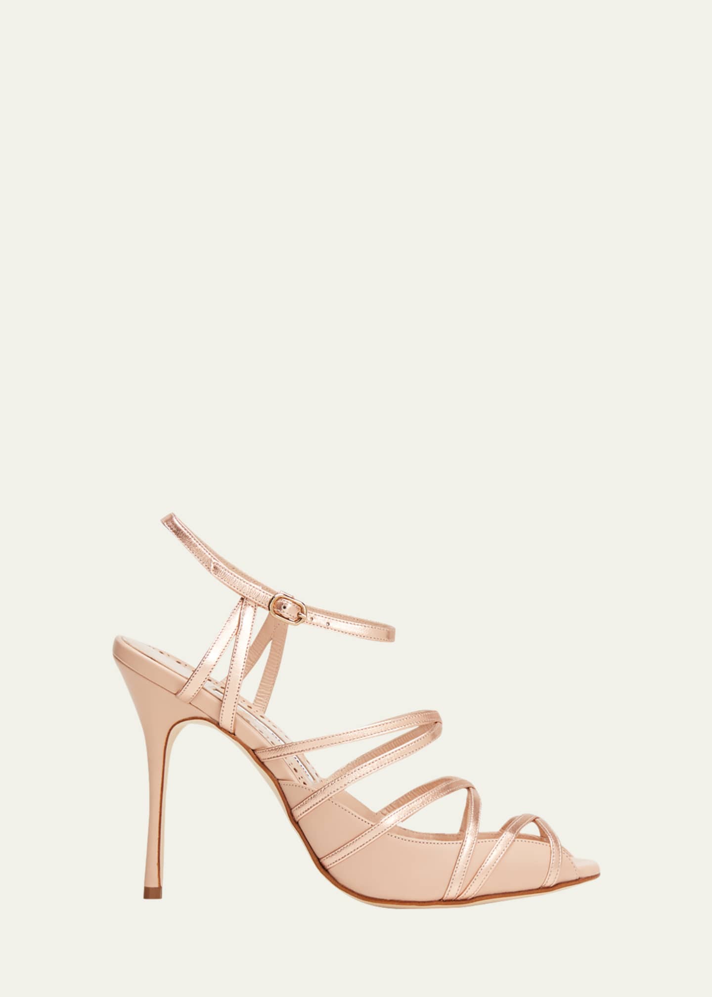 Manolo Blahnik Mosegar Metallic Strappy Sandals - Bergdorf Goodman
