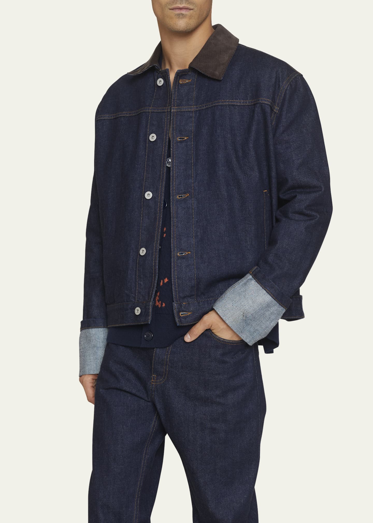 Loewe Men's Fisherman Denim Turn-Up Jacket - Bergdorf Goodman