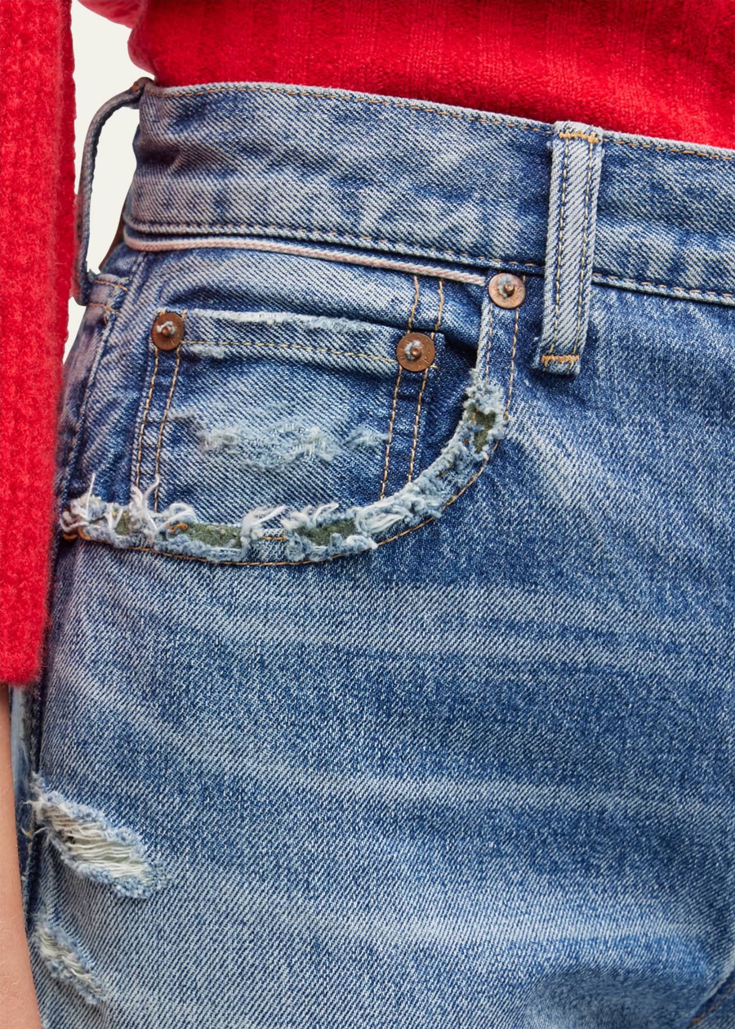 MOUSSY VINTAGE Ridgemont High Rise Distressed Straight Ankle Jeans - Bergdorf Goodman