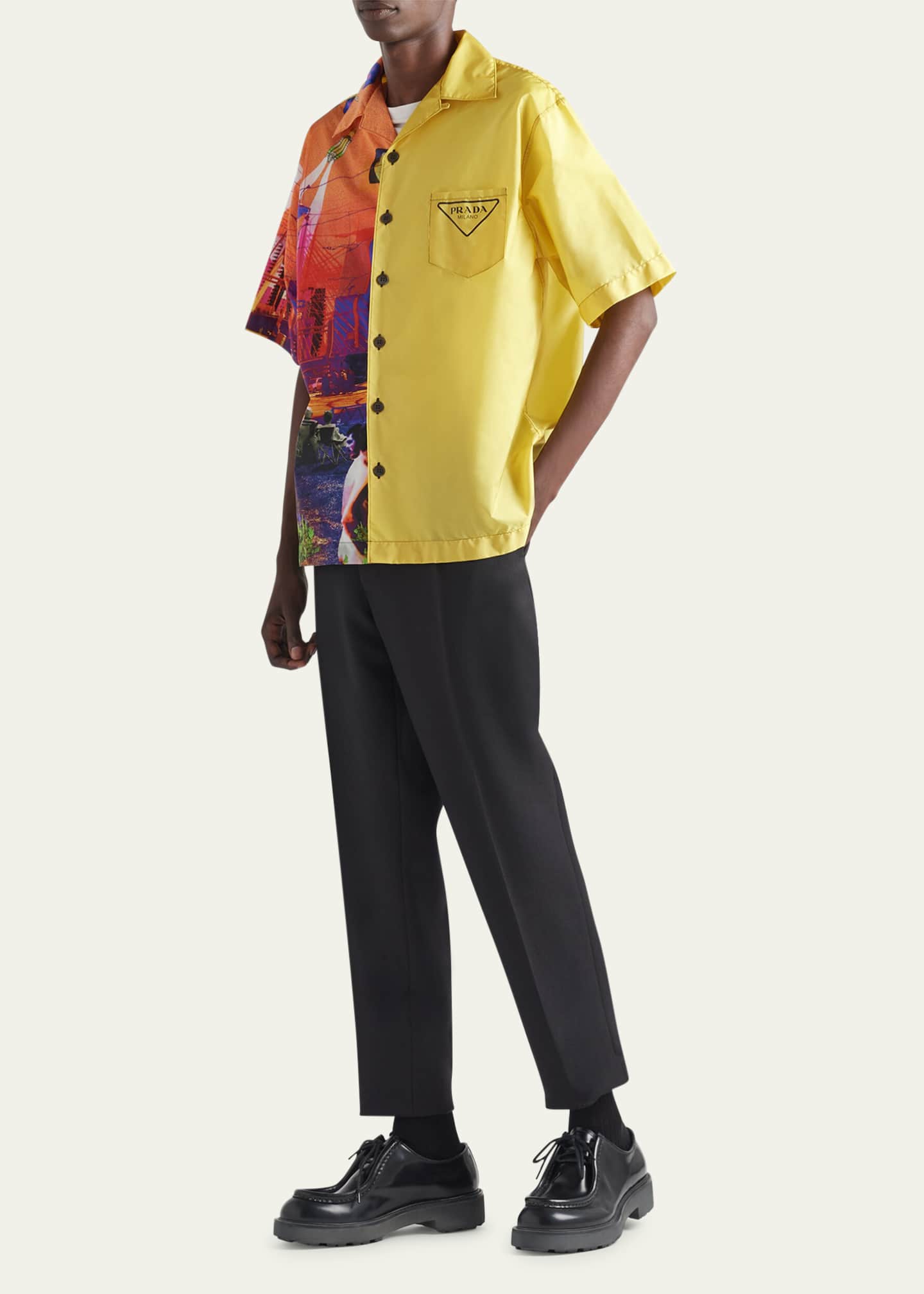 Prada Men's Double Match Camp Shirt - Bergdorf Goodman