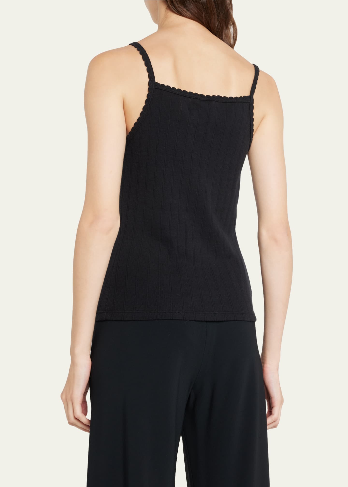 LESET Cotton Pointelle Scalloped Tank Top - Bergdorf Goodman