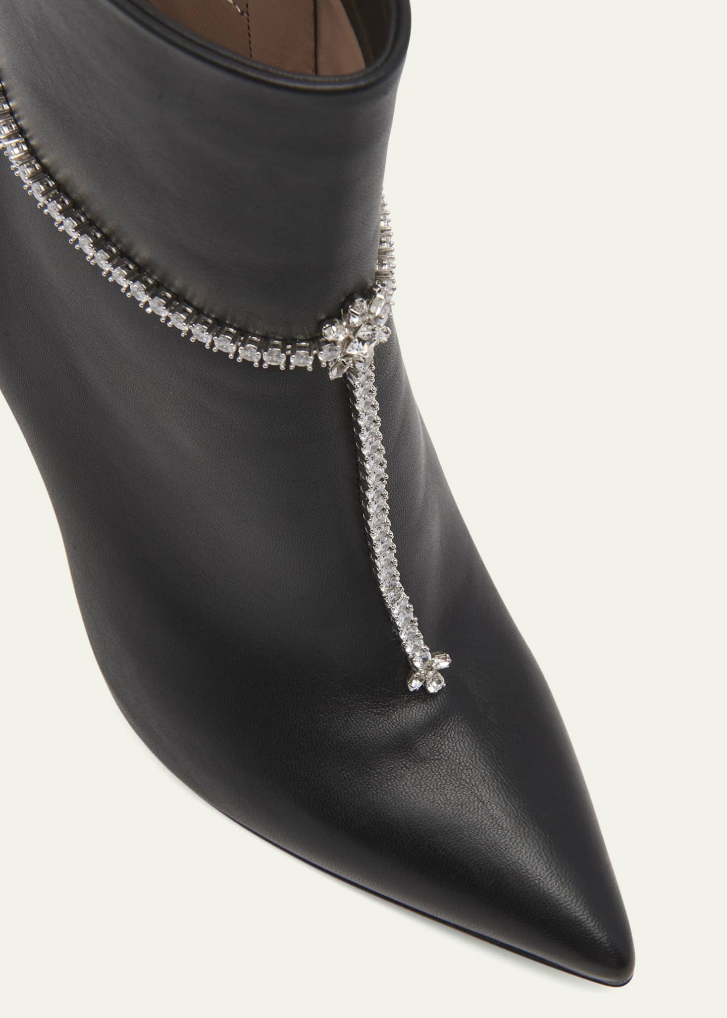 Gianvito Rossi Rhinestone-Chain Nappa Leather Booties - Bergdorf Goodman