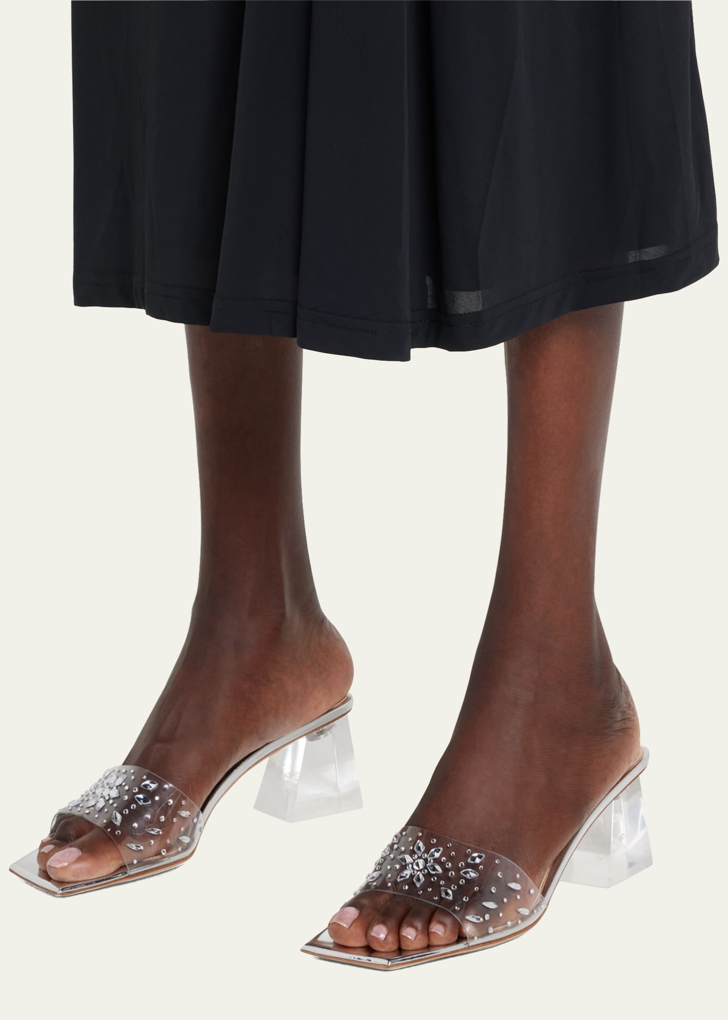 Gianvito Rossi Transparent-Heel Square-Toe Mule Sandals - Bergdorf Goodman