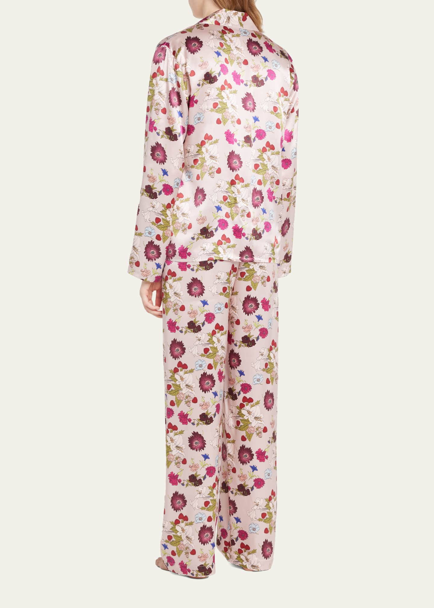 La Perla Floral-Print Silk Pajama Set - Bergdorf Goodman