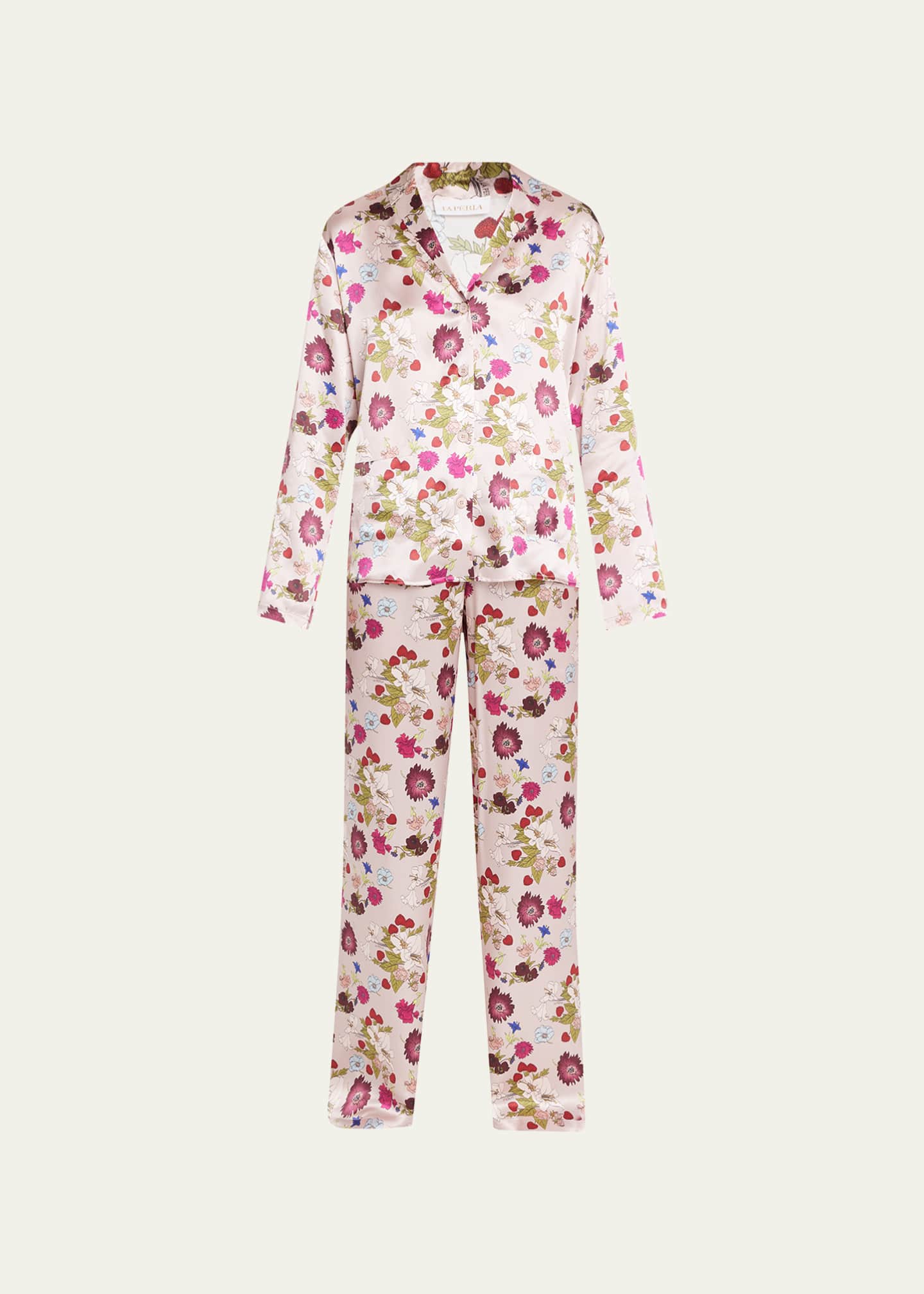 La Perla Floral-Print Silk Pajama Set - Bergdorf Goodman
