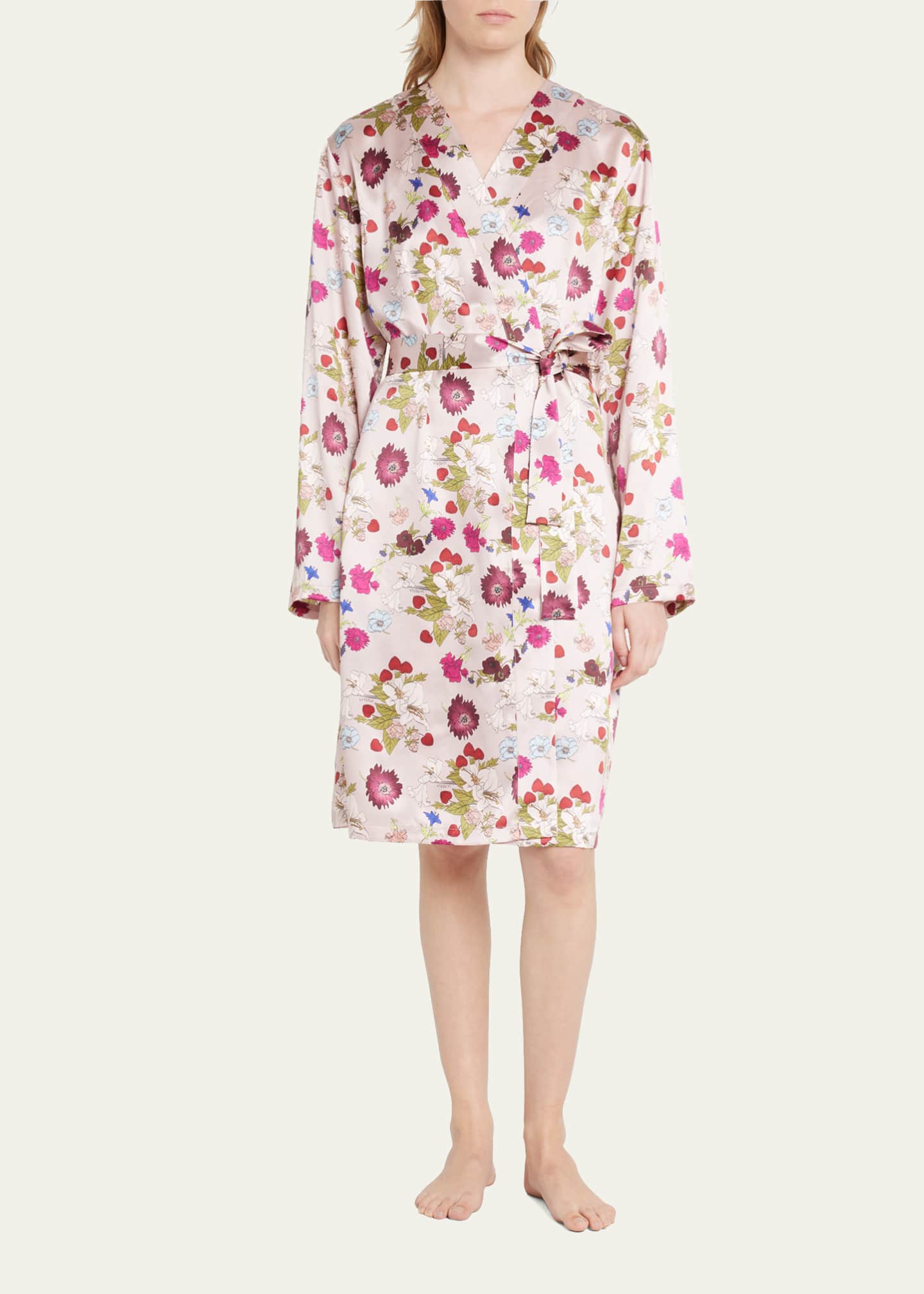 La Perla Floral-Print Silk Robe - Bergdorf Goodman