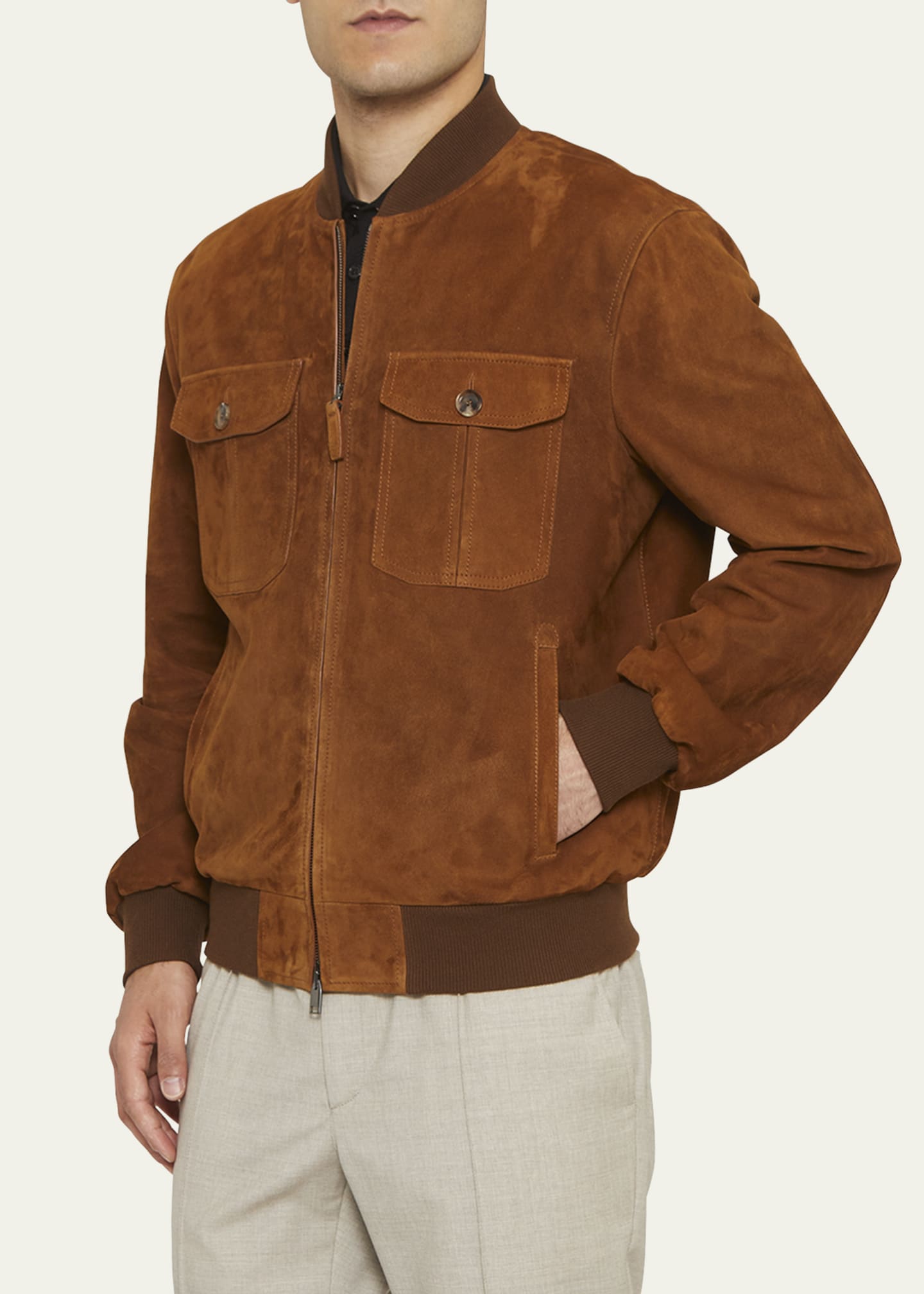 Brioni Men's Suede Blouson Jacket - Bergdorf Goodman