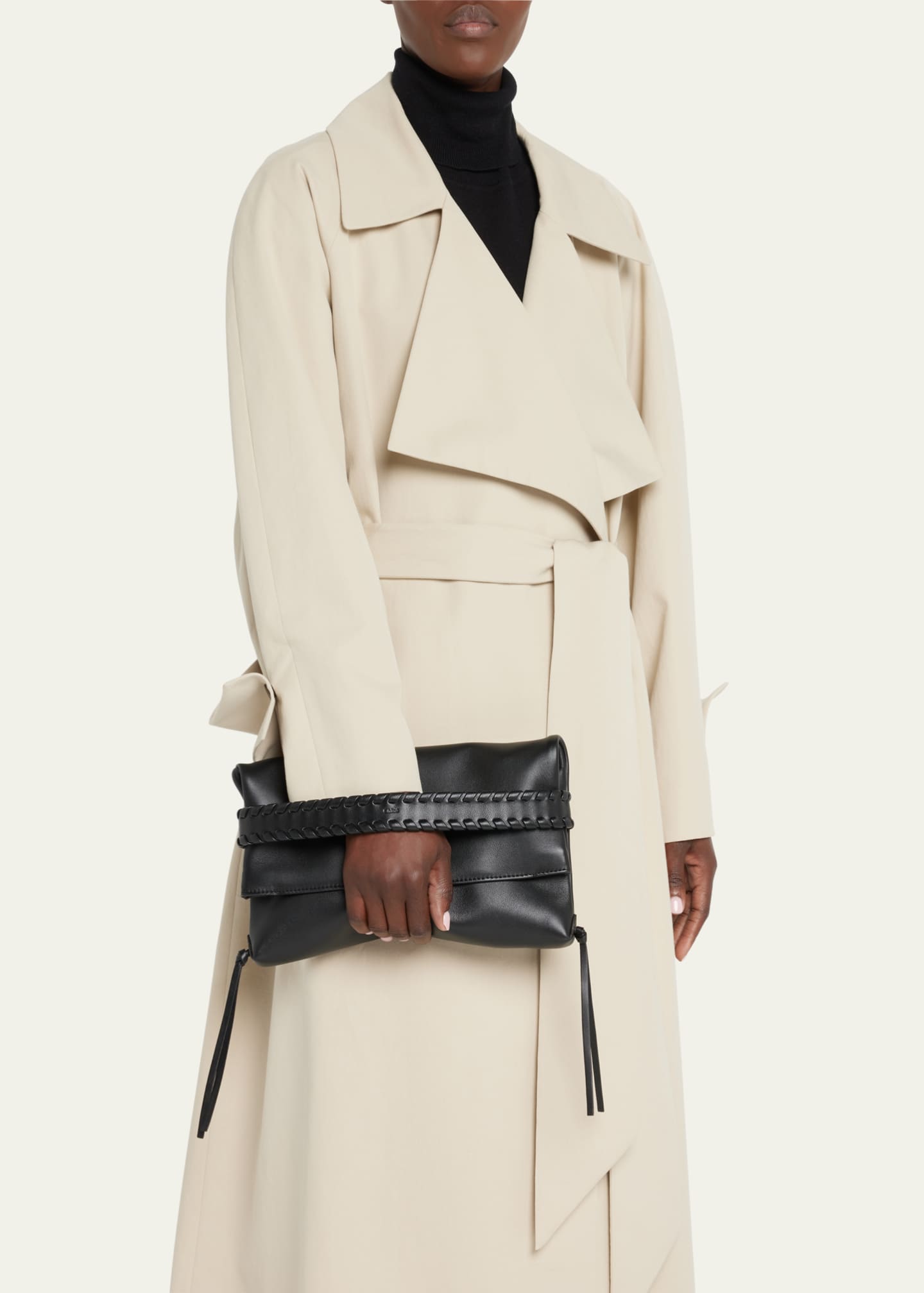 Chloe Mony Fold-Over Leather Clutch Bag - Bergdorf Goodman