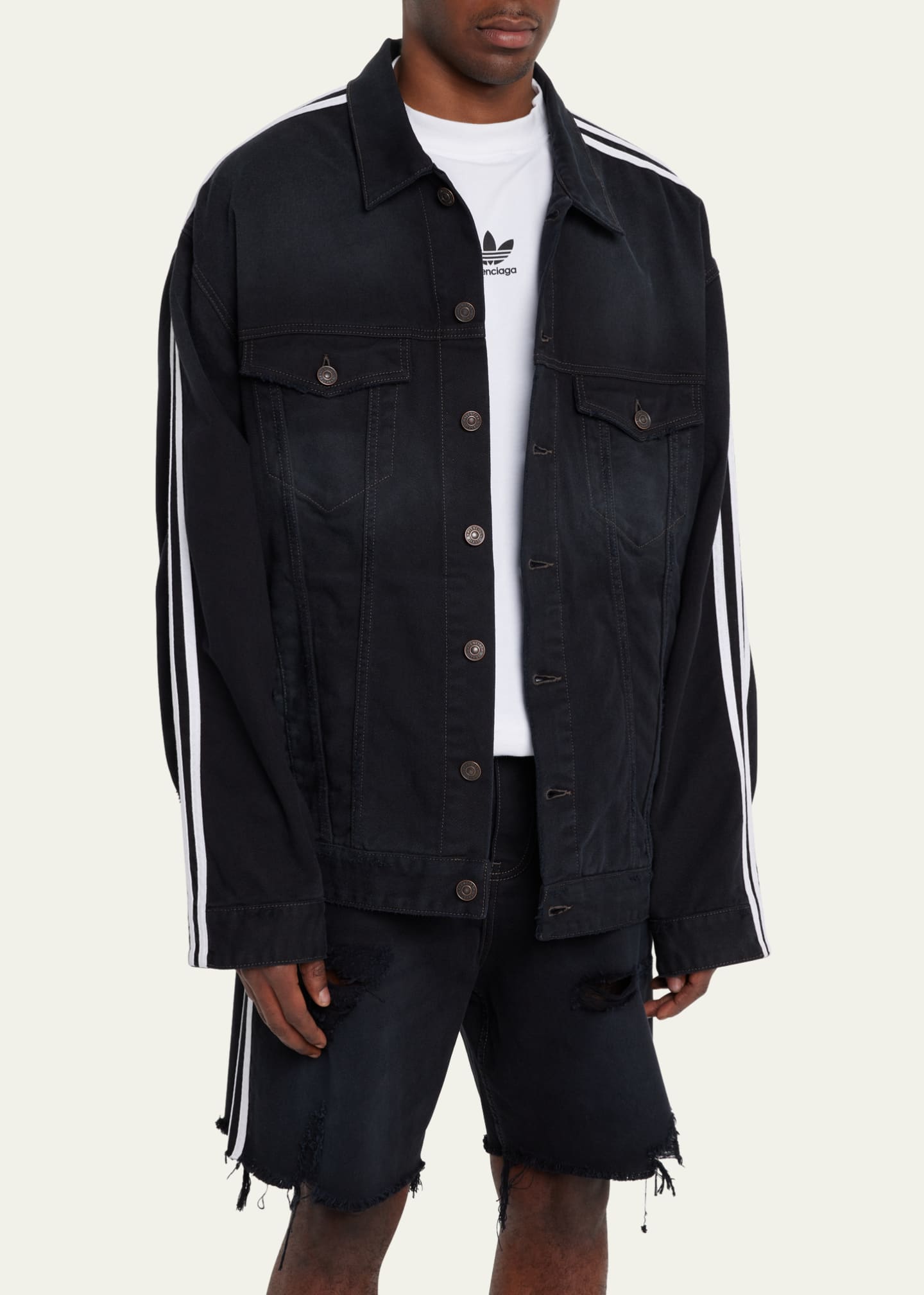 Balenciaga x Adidas Men's 3-Stripes Denim Jacket - Bergdorf Goodman