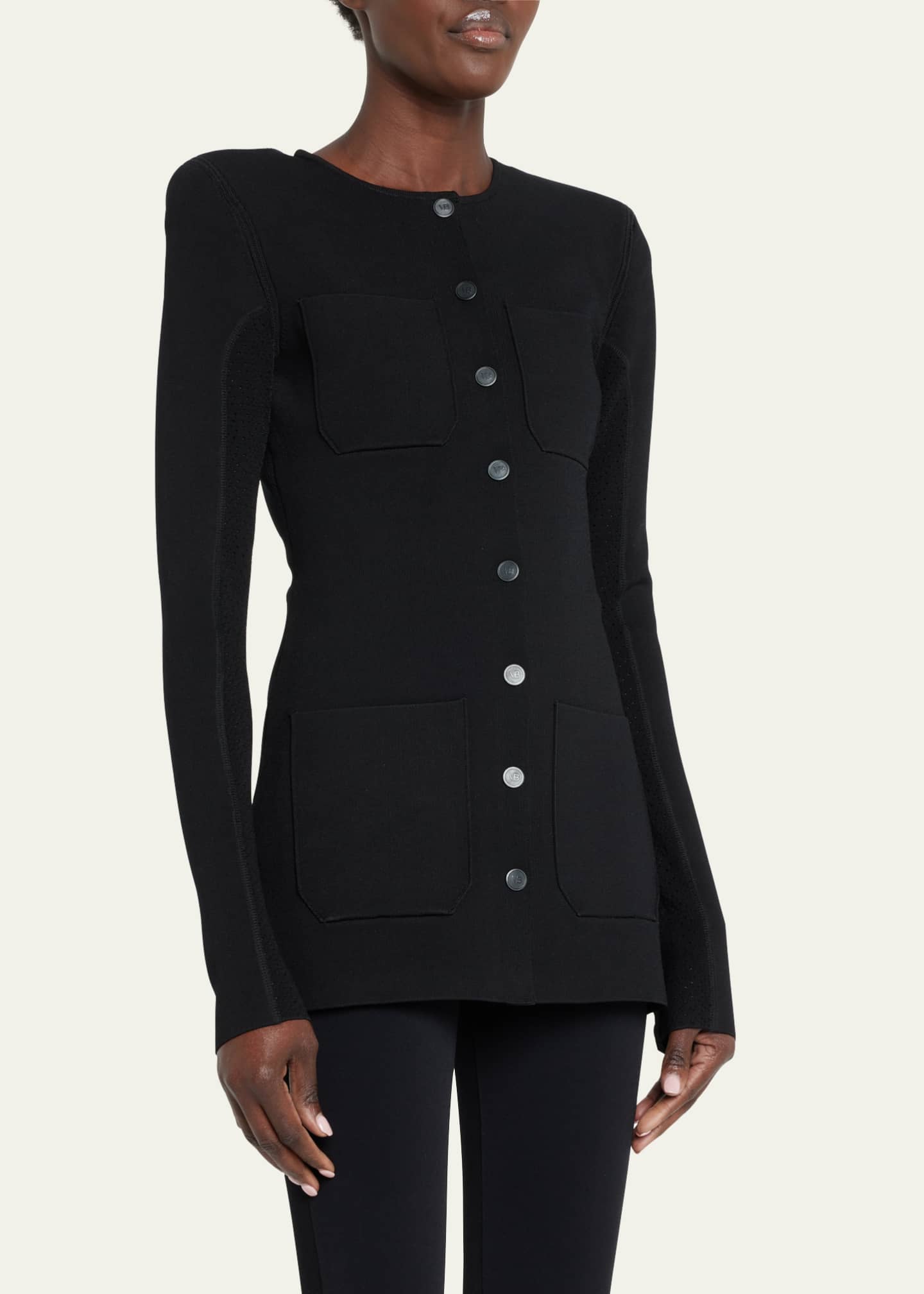 Victoria Beckham VB Body Button-Front Knit Jacket with Patch Pockets ...