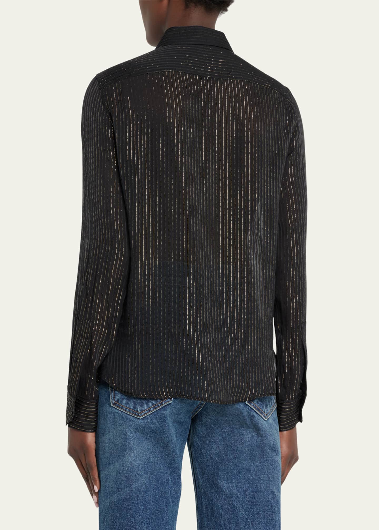 Nili Lotan Gaia Metallic Stripe Slim Button Down Shirt - Bergdorf Goodman