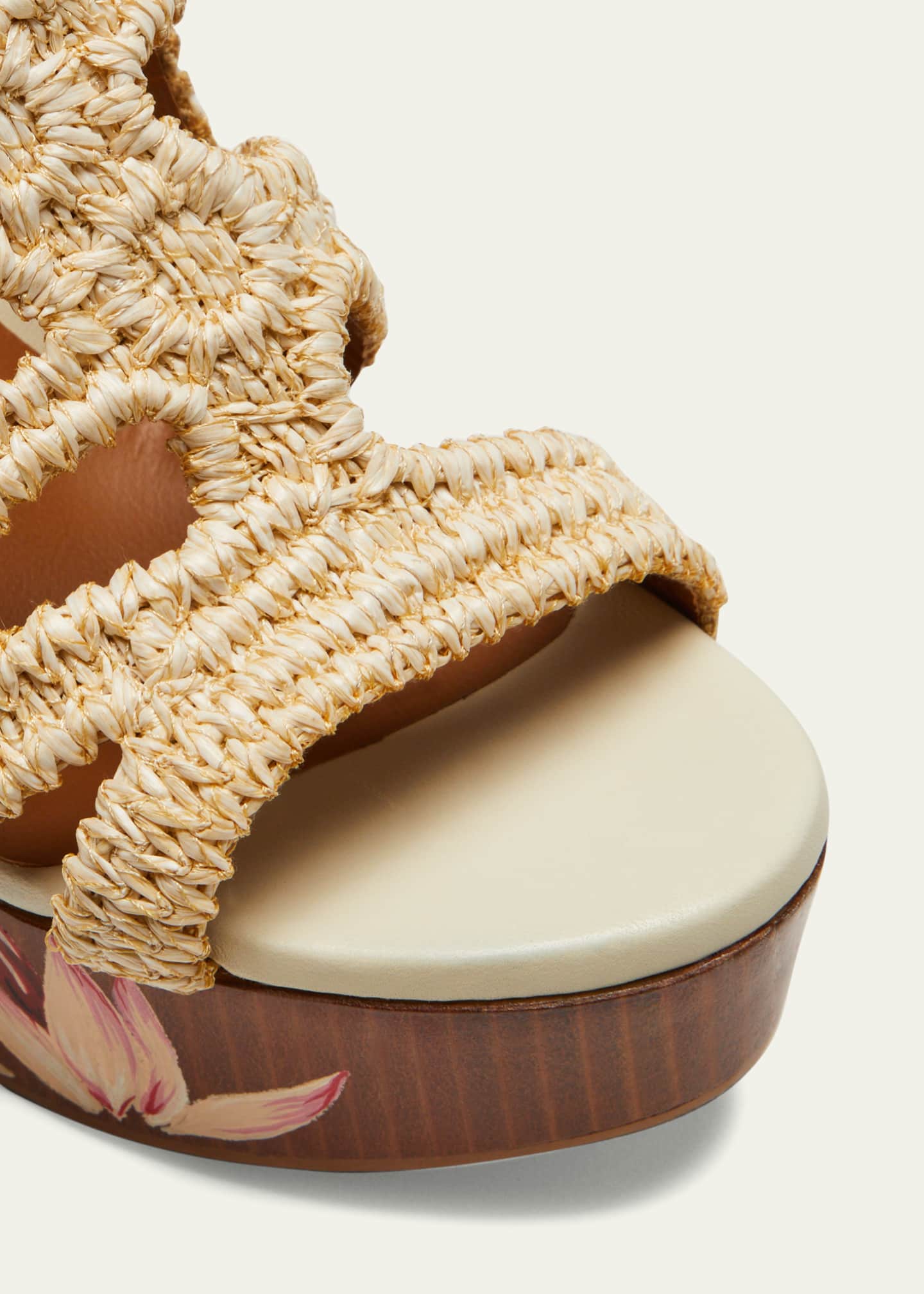 Clergerie Paris Delila Flower-Print Raffia Platform Sandals - Bergdorf ...