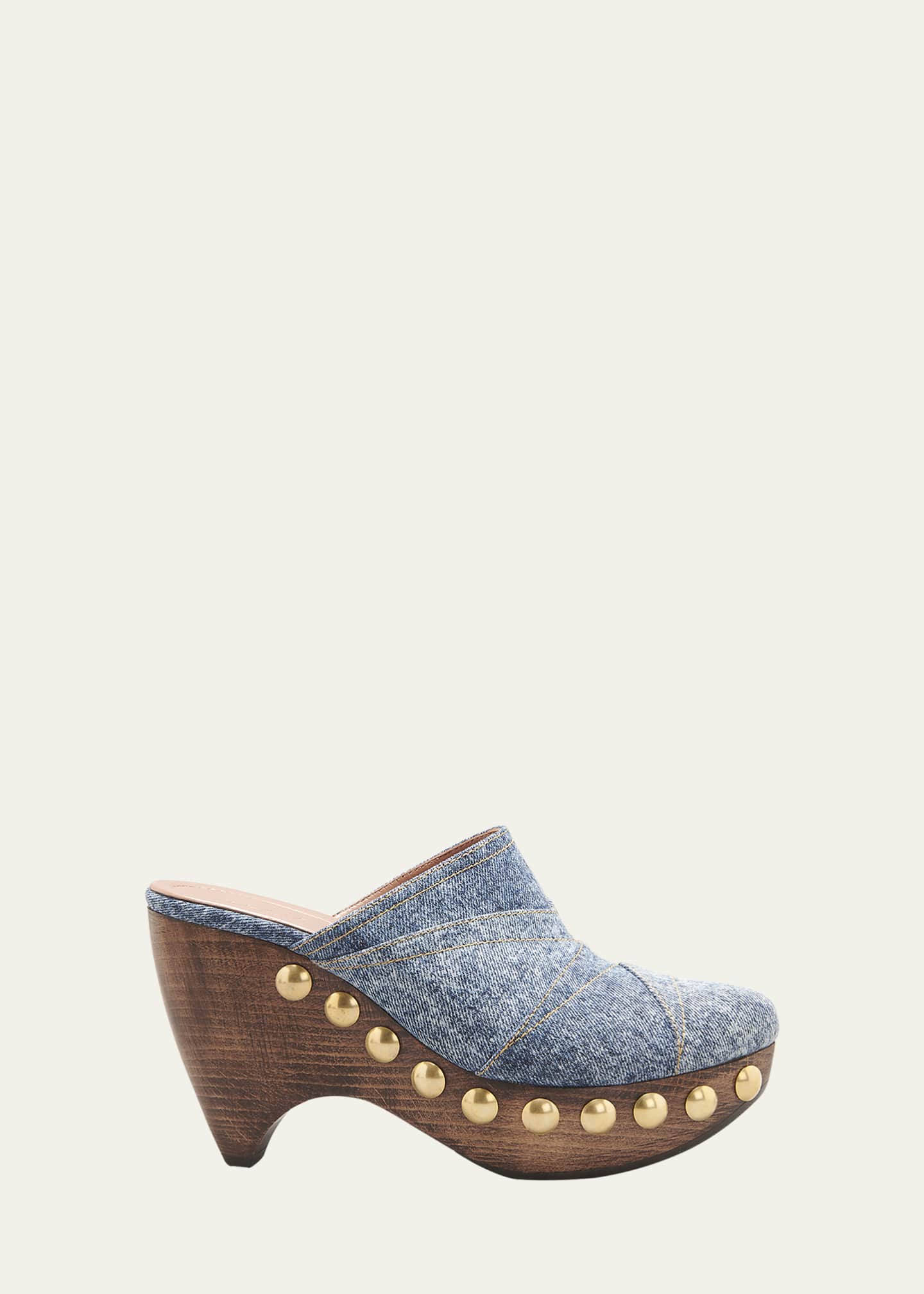 ALAIA Denim Sculpture Wood-Heel Clogs - Bergdorf Goodman