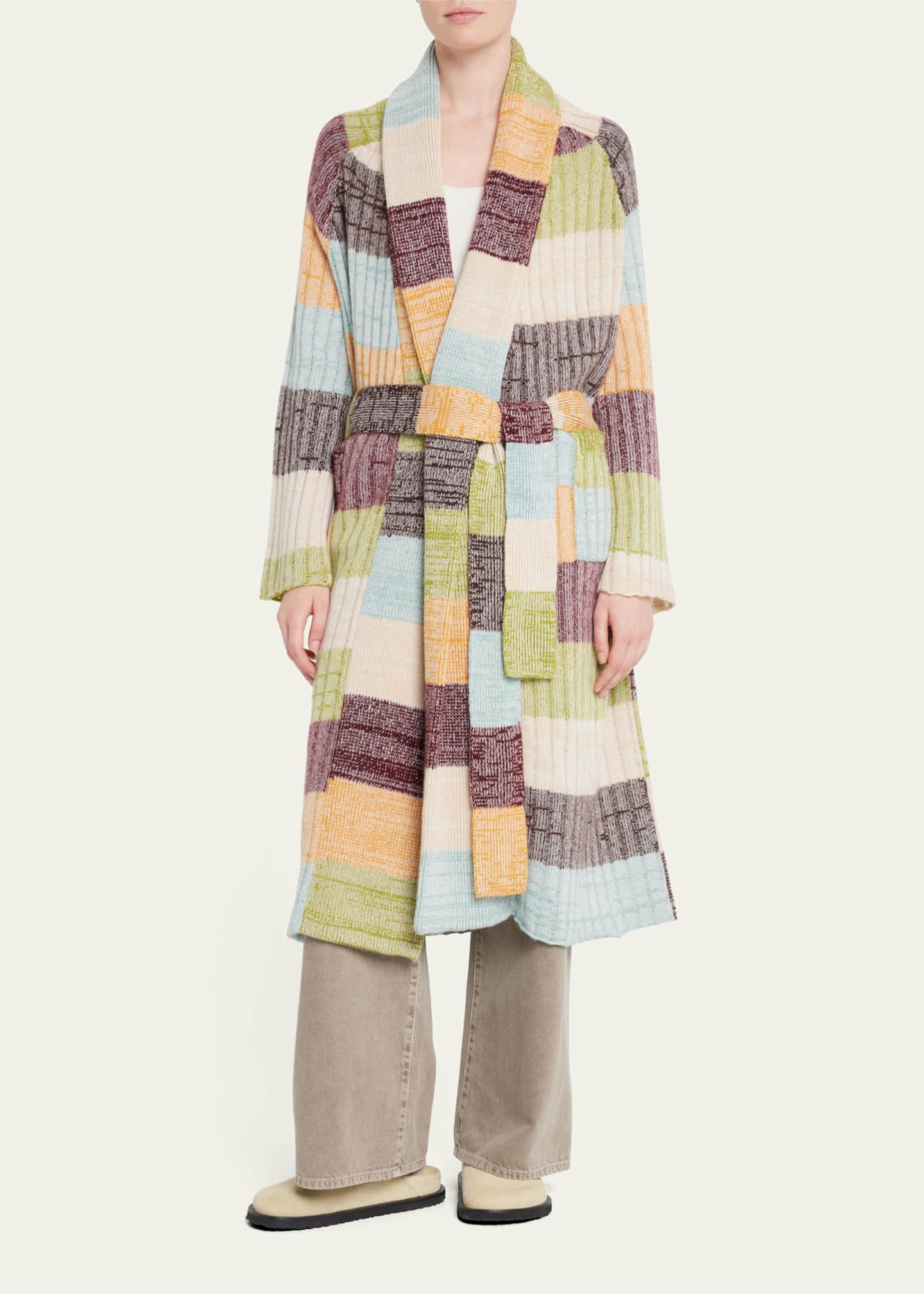 The Elder Statesman Oasis Striped Cashmere Rib Robe - Bergdorf Goodman