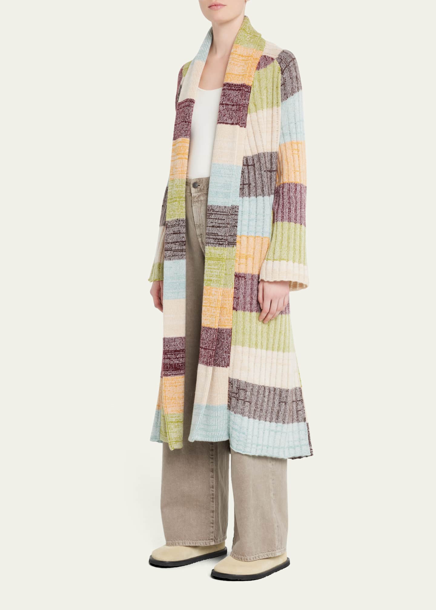 The Elder Statesman Oasis Striped Cashmere Rib Robe - Bergdorf Goodman