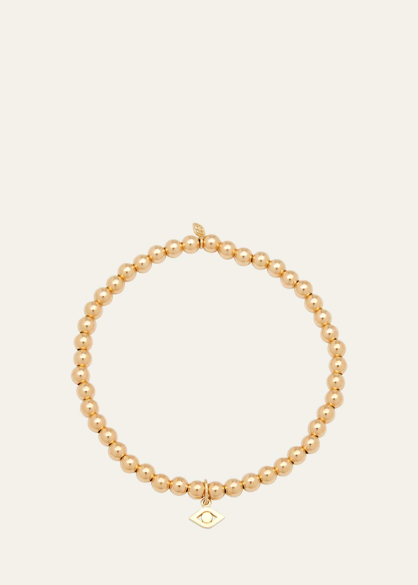 Sydney Evan 14K Evil Eye Link Charm on Round Gold Bead Bracelet ...