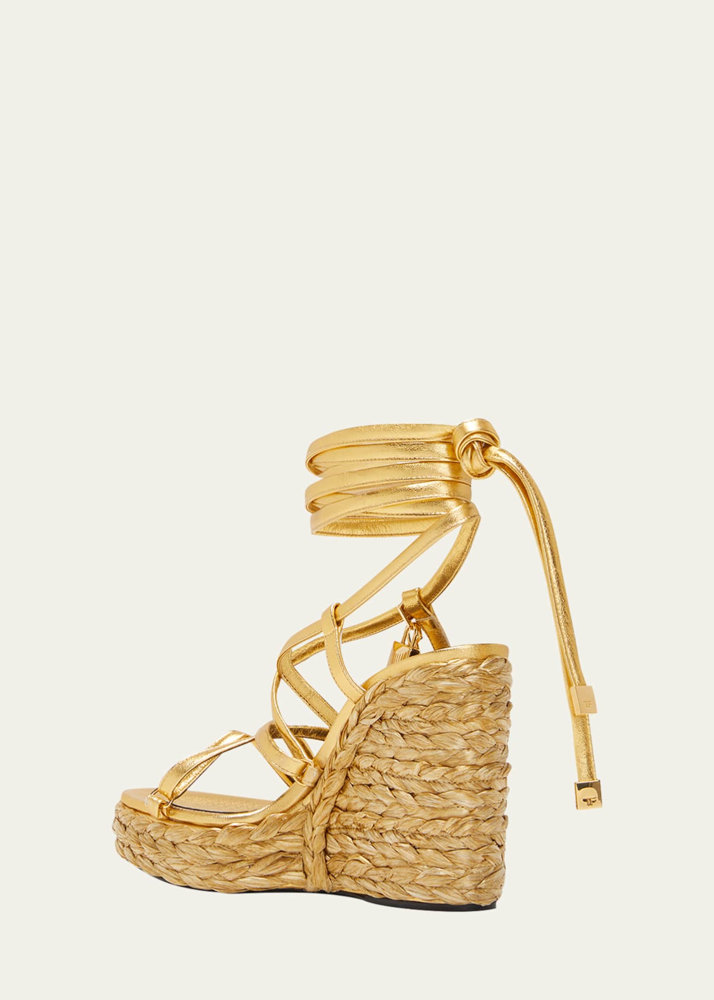 Tom Ford Metallic Rope Ankle Wrap Platform Sandals Bergdorf Goodman
