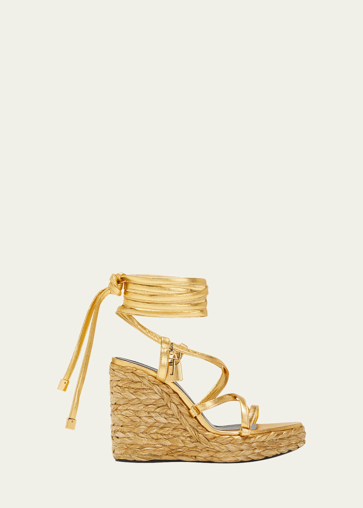 Tom Ford Metallic Rope Ankle Wrap Platform Sandals Bergdorf Goodman