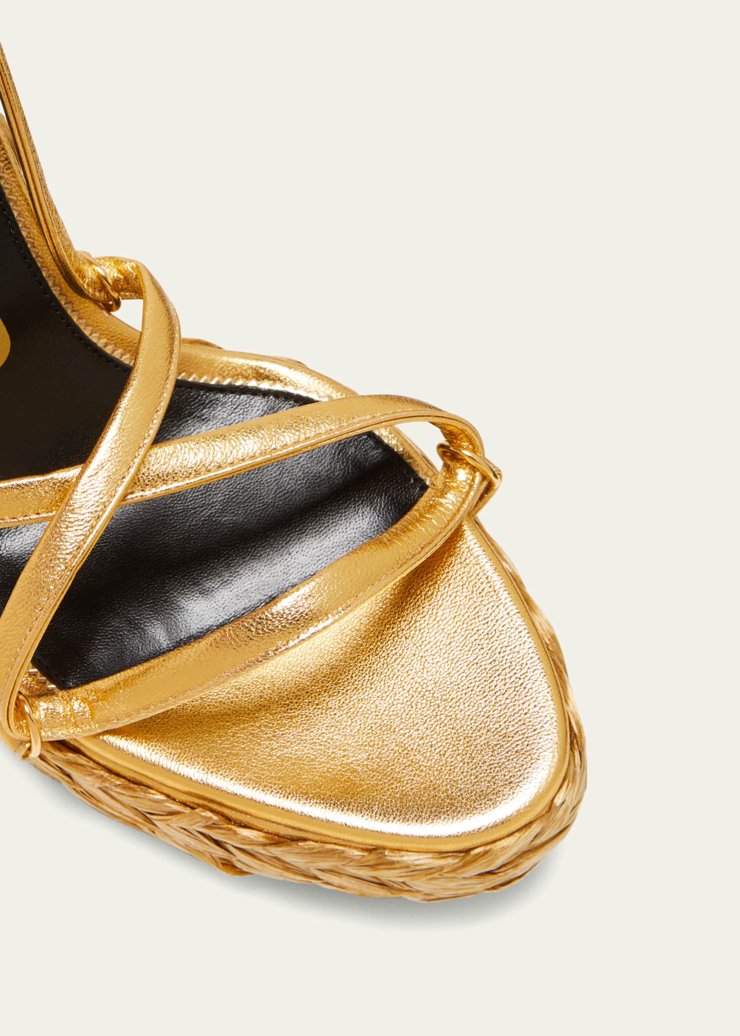Tom Ford Metallic Rope Ankle Wrap Platform Sandals Bergdorf Goodman