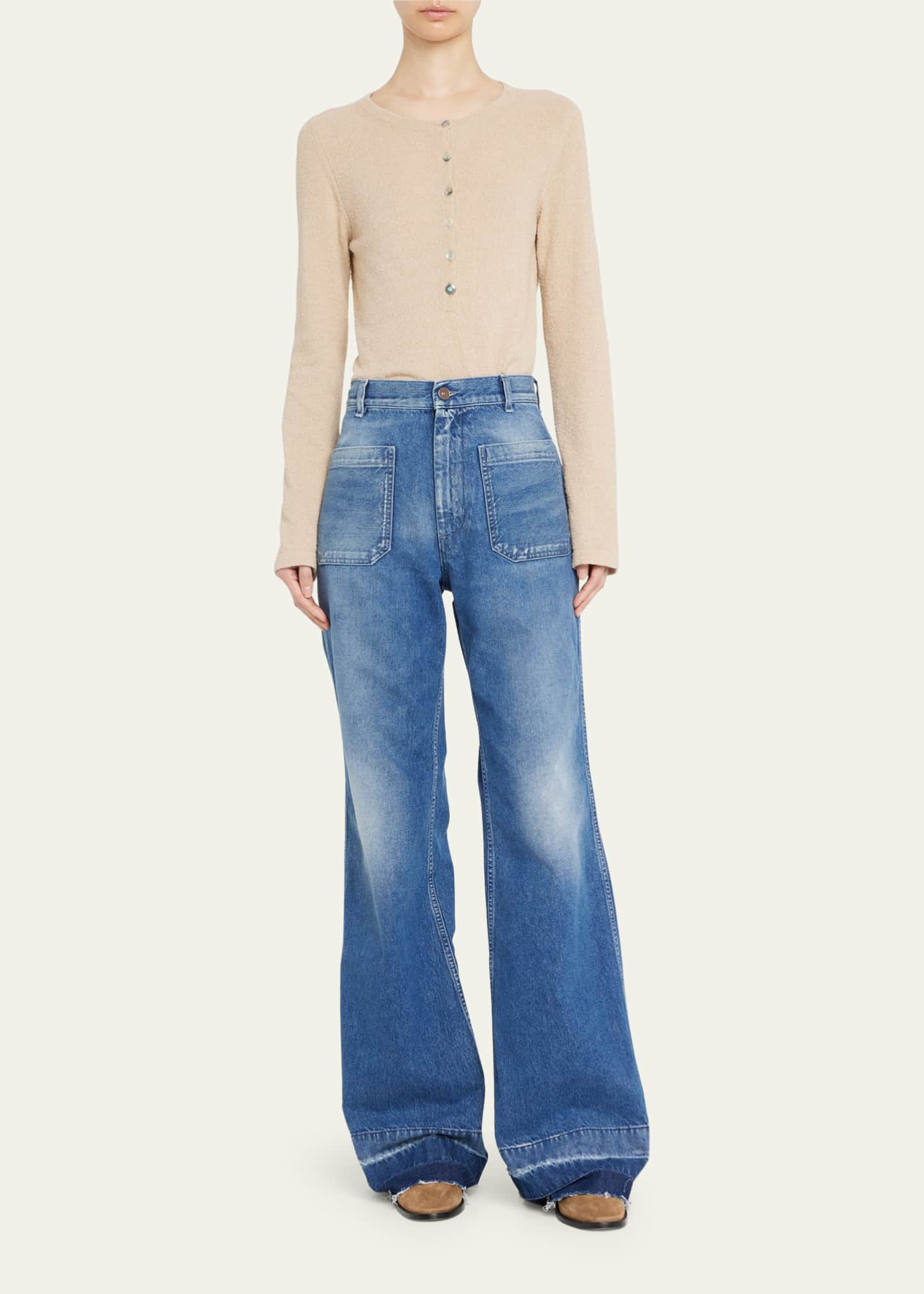 FORTELA Coralie Button-Front Henley Top - Bergdorf Goodman