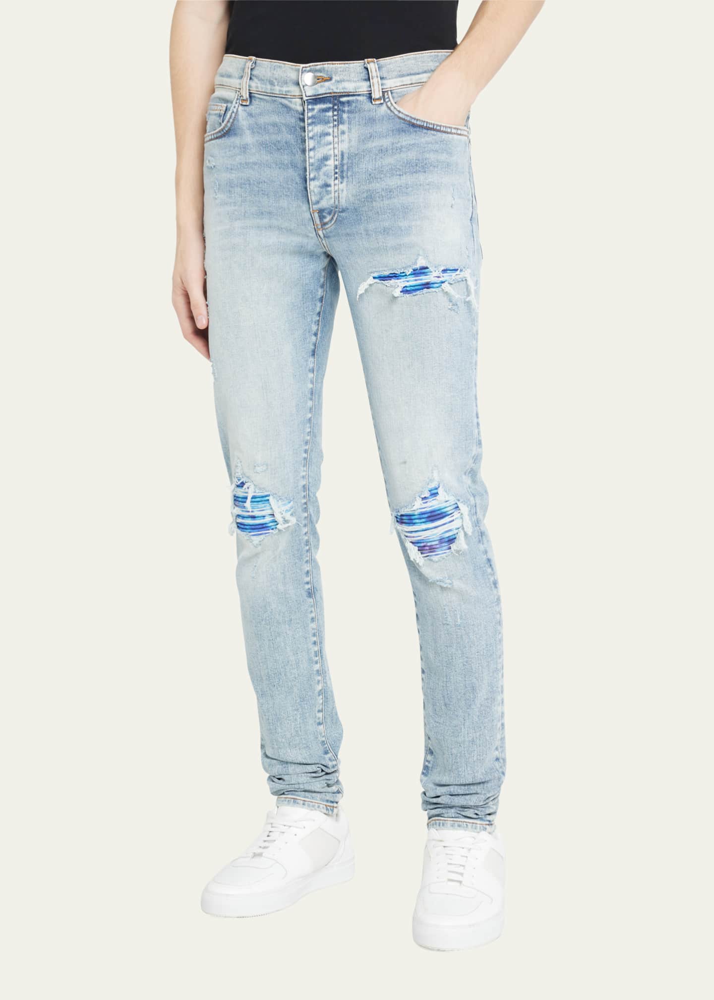 Amiri Men's Destroyed Tie-Dye Patch Skinny Jeans - Bergdorf Goodman