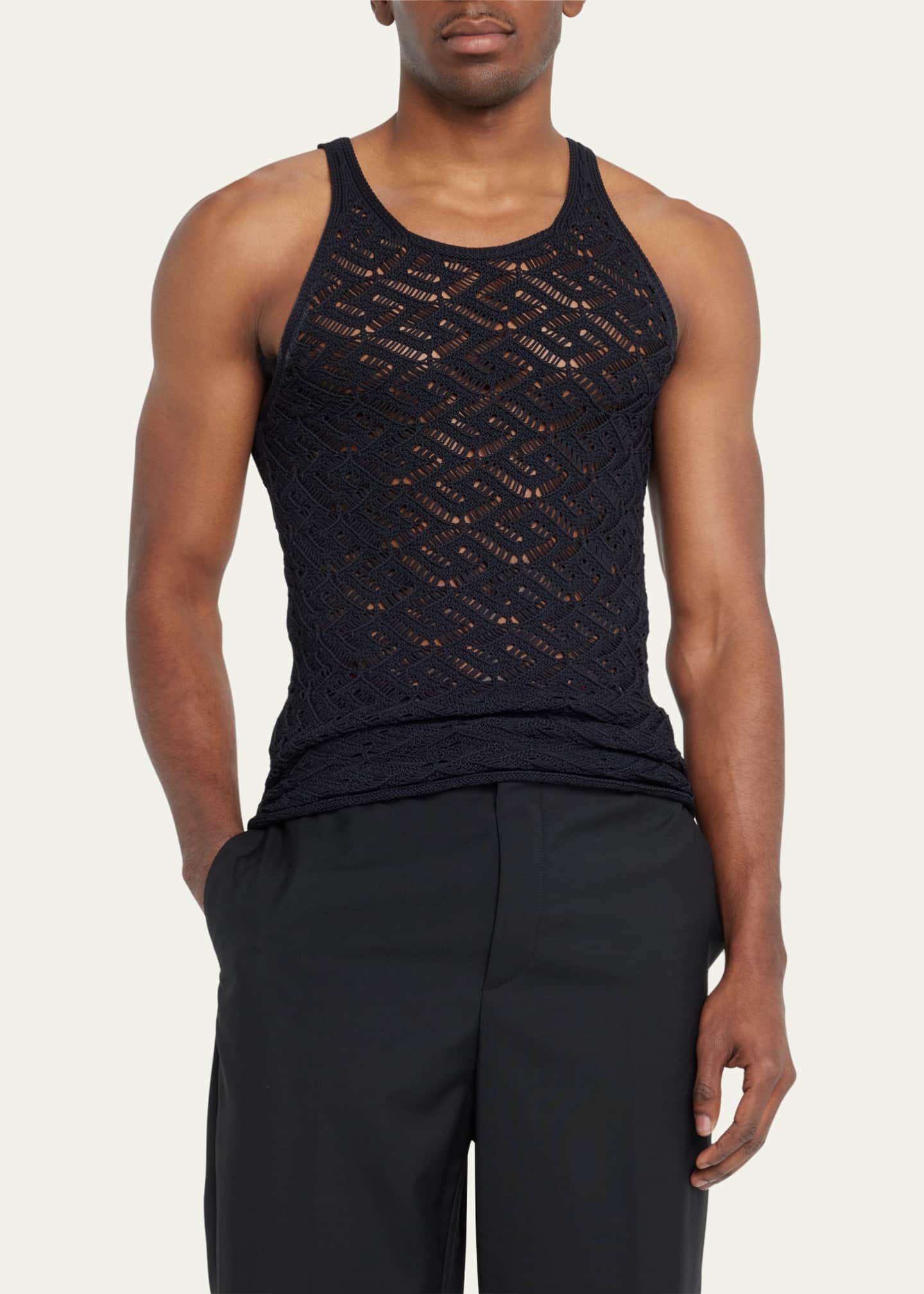 Versace Men's Greca Lace Tank Top - Bergdorf Goodman