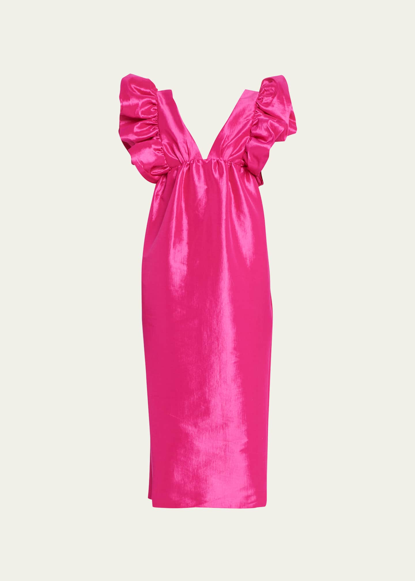 Kika Vargas Metvi Ruffle-Trim Taffeta Dress - Bergdorf Goodman