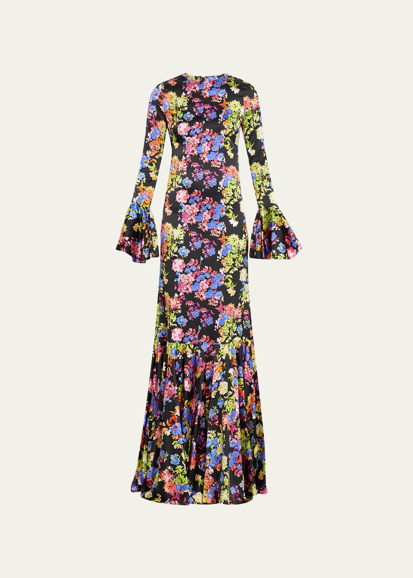 Caroline Constas Allonia Bell-Sleeve Floral-Print Trumpet Gown ...