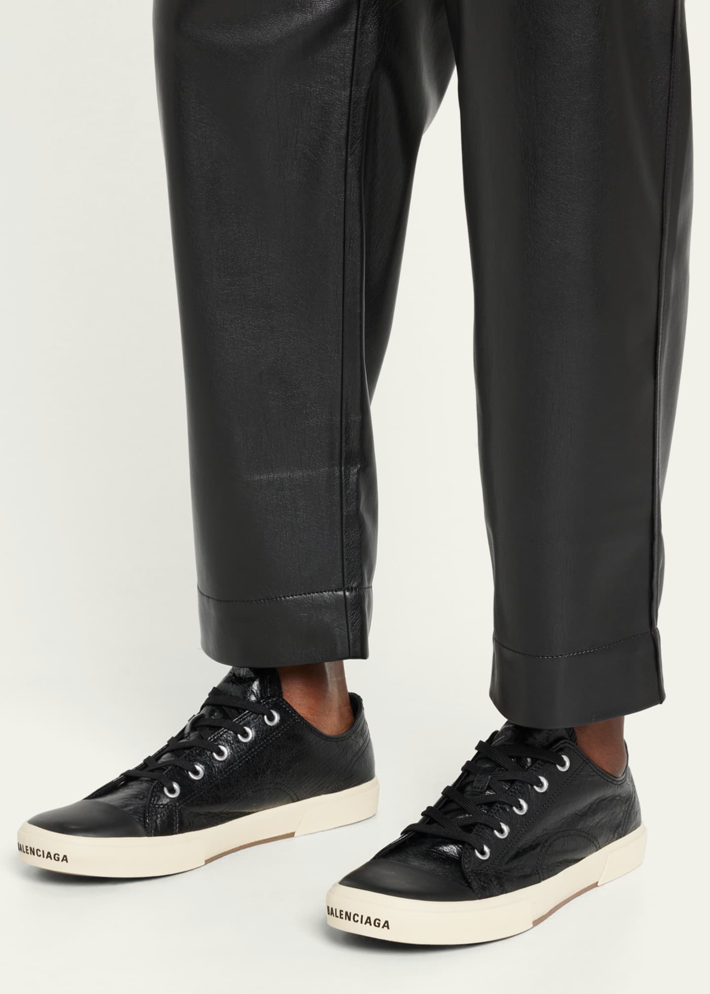Balenciaga Men's Paris Textured Leather Low-Top Sneakers - Bergdorf Goodman