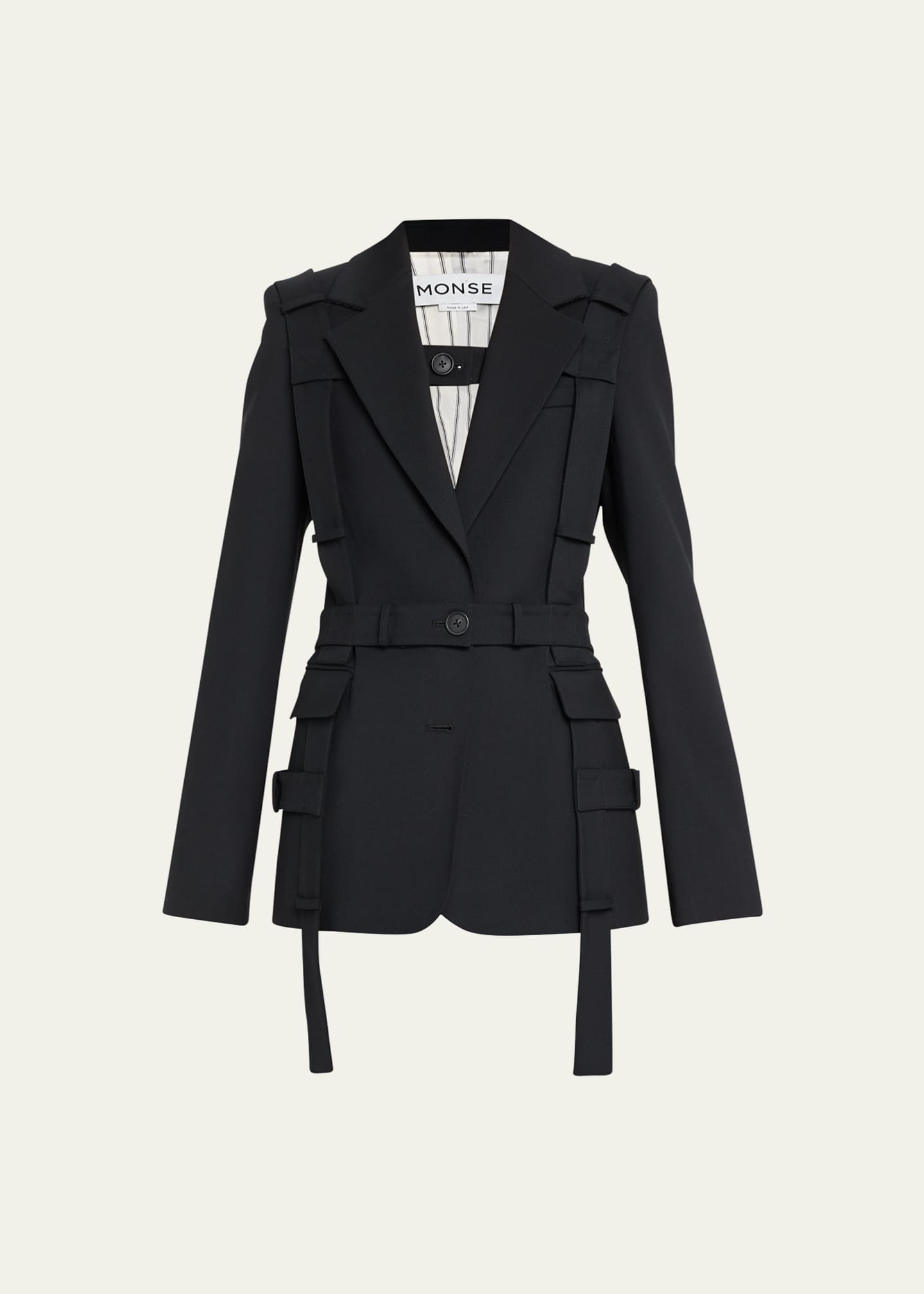 Monse Buckled Strap Wool Blazer - Bergdorf Goodman