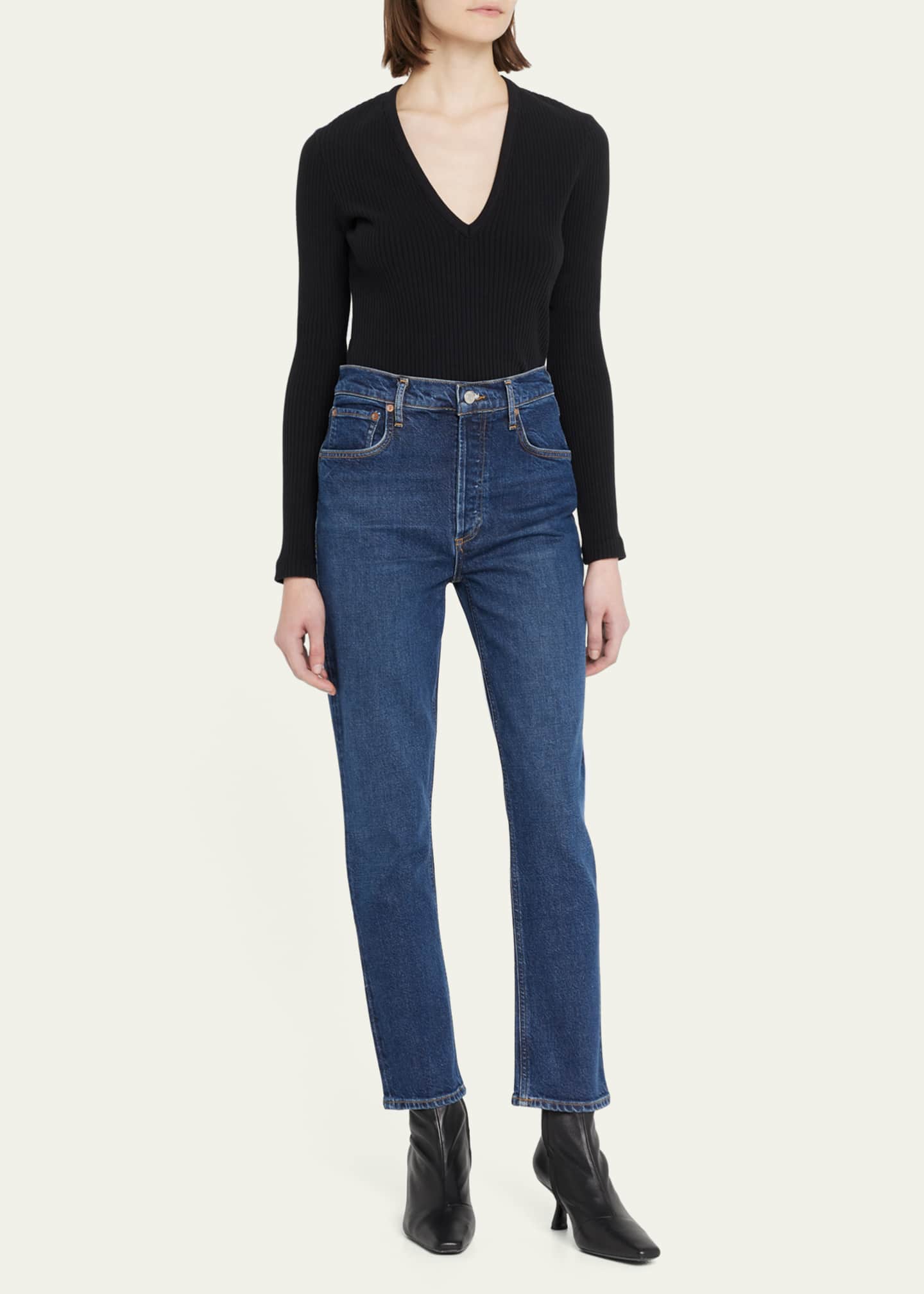 AGOLDE Riley Cropped Slim Straight Jeans - Bergdorf Goodman
