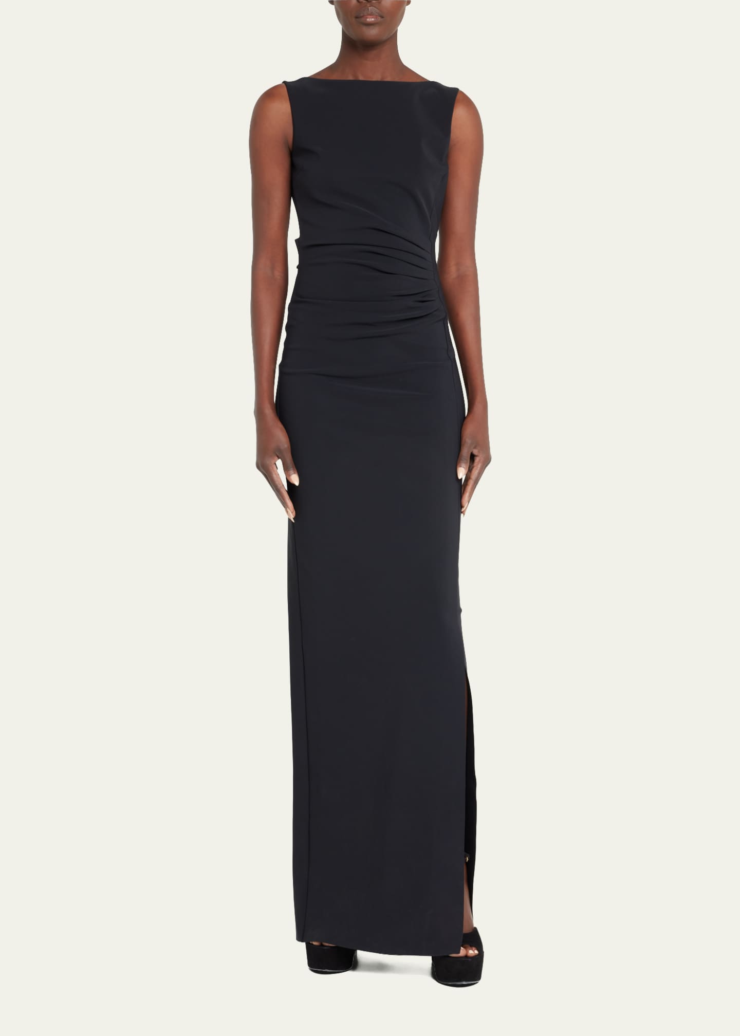 Chiara Boni La Petite Robe Brestina Bateau-Neck Bow-Back Column Gown ...