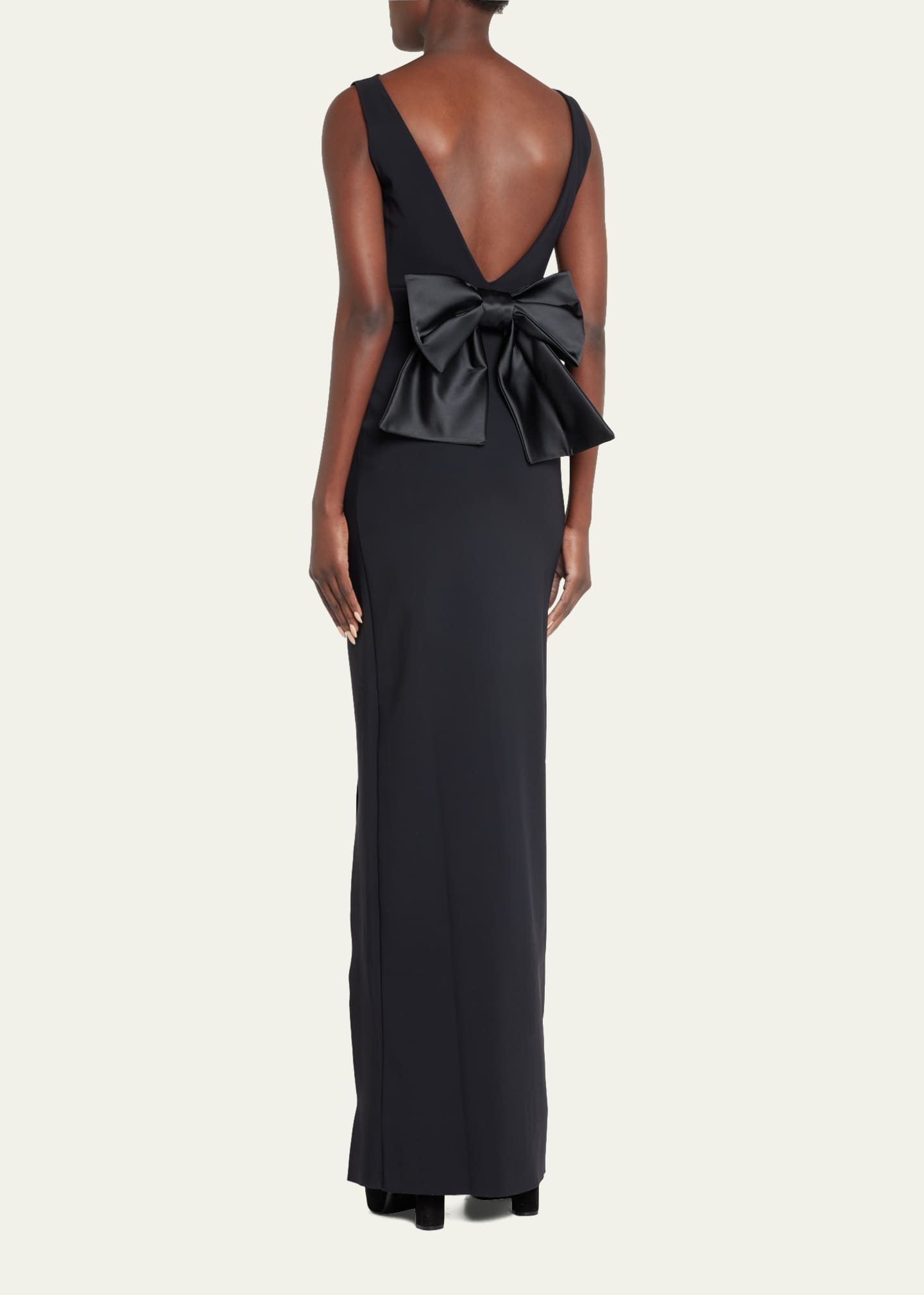 Chiara Boni La Petite Robe Brestina Bateau-Neck Bow-Back Column Gown ...