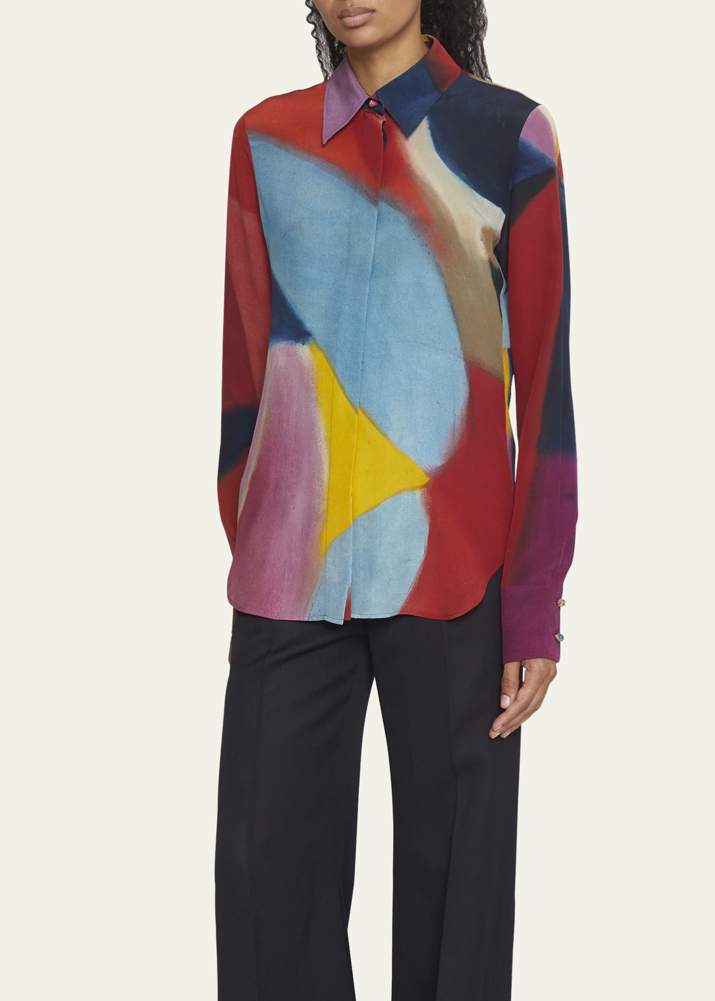 Chloe Abstract-Print Silk Collared Blouse - Bergdorf Goodman