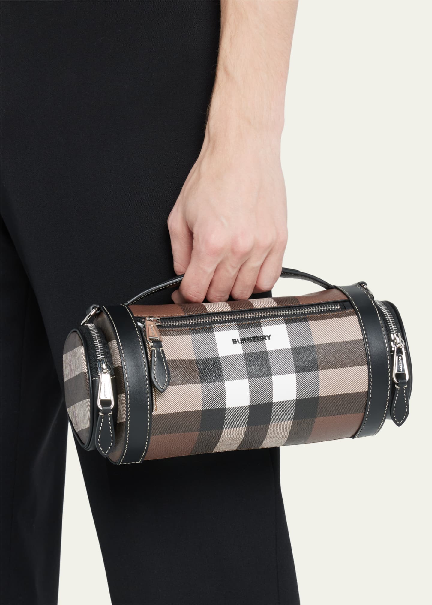 Burberry Men's Check and Leather Crossbody Sound Bag - Bergdorf Goodman