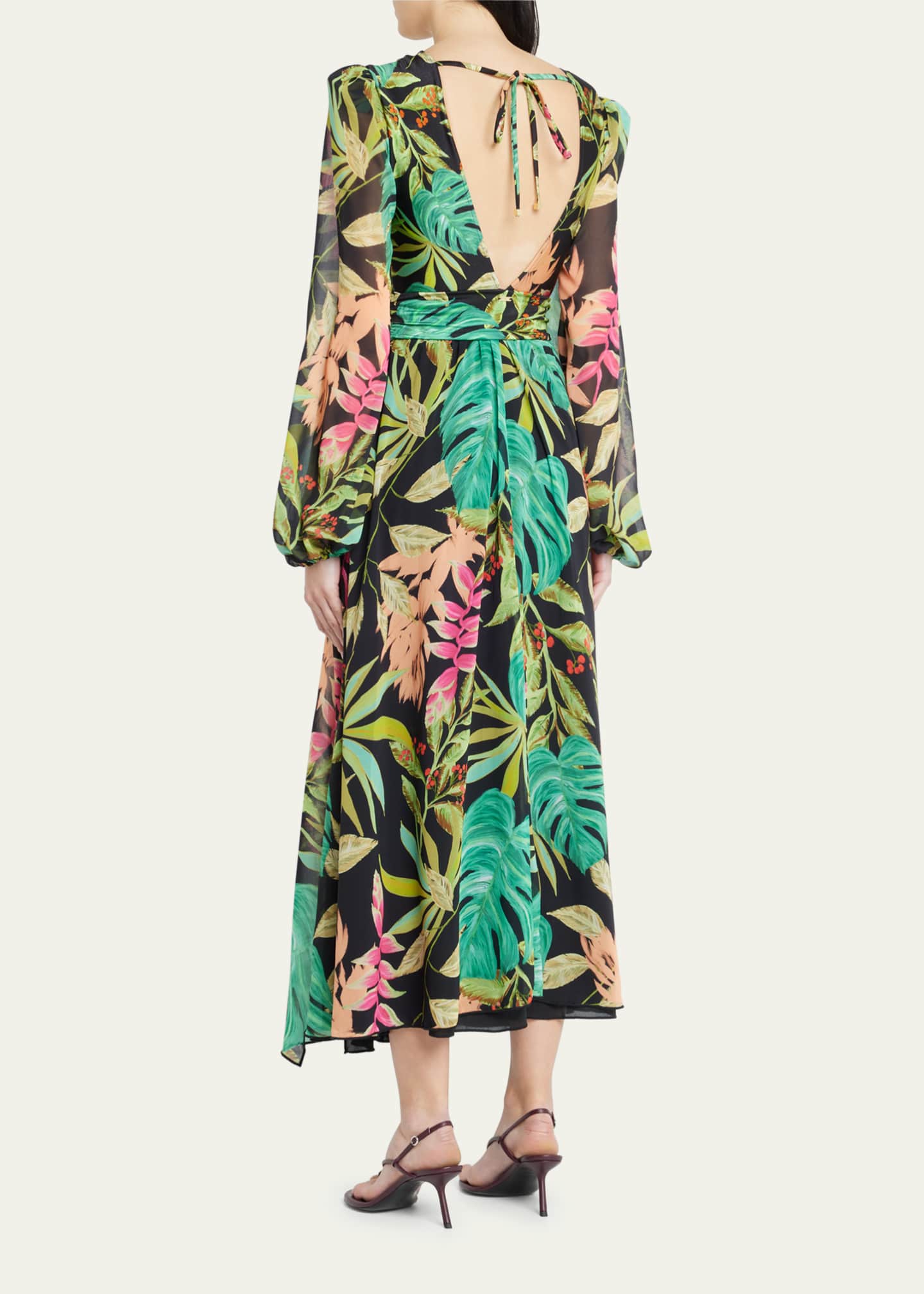 PatBO Tropicalia Cutout Blouson-Sleeve Maxi Dress - Bergdorf Goodman