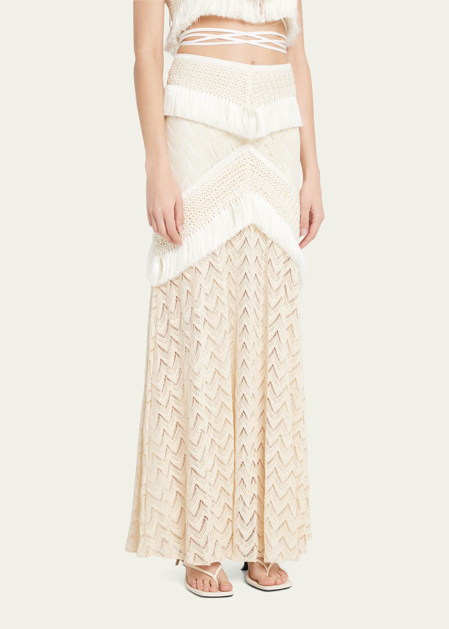 PatBO Fringe-Trim Maxi Skirt - Bergdorf Goodman