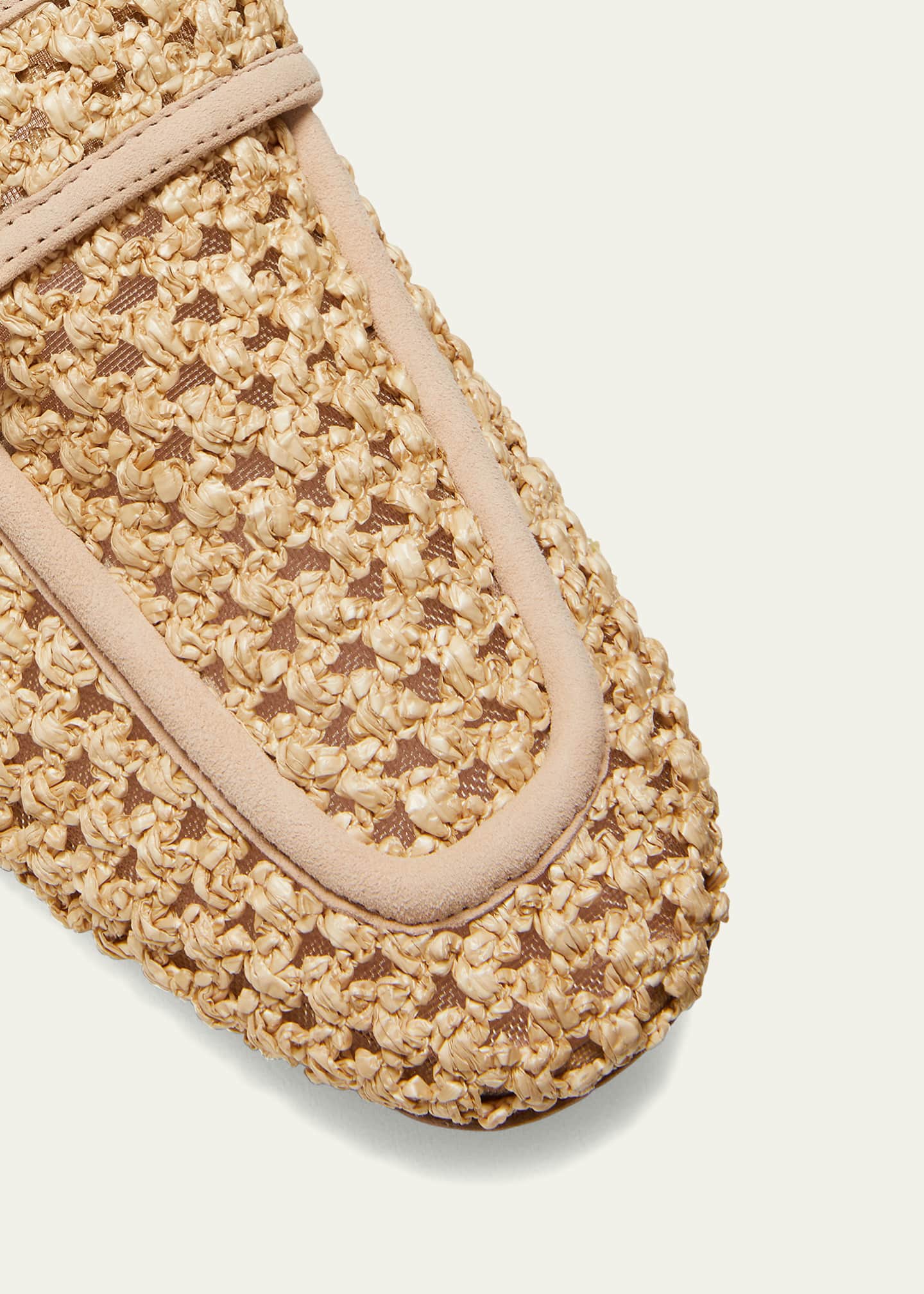 Roger Vivier Raffia Crystal-Buckle Flat Loafers - Bergdorf Goodman